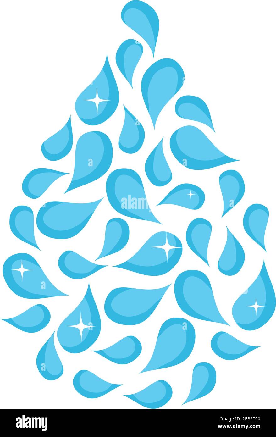 small water drops in drop shape over white background, colorful design ...