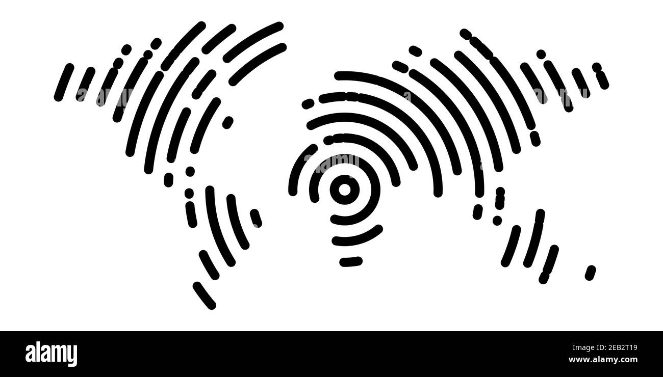 World map modern design. Pattern of black concentric circle stripes ...