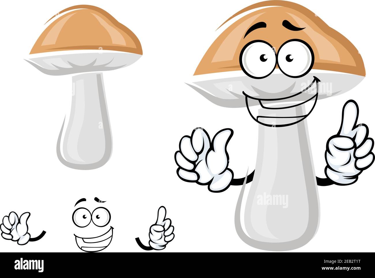 Cute cartoon cep or boletus mushroom character with a happy smile ...