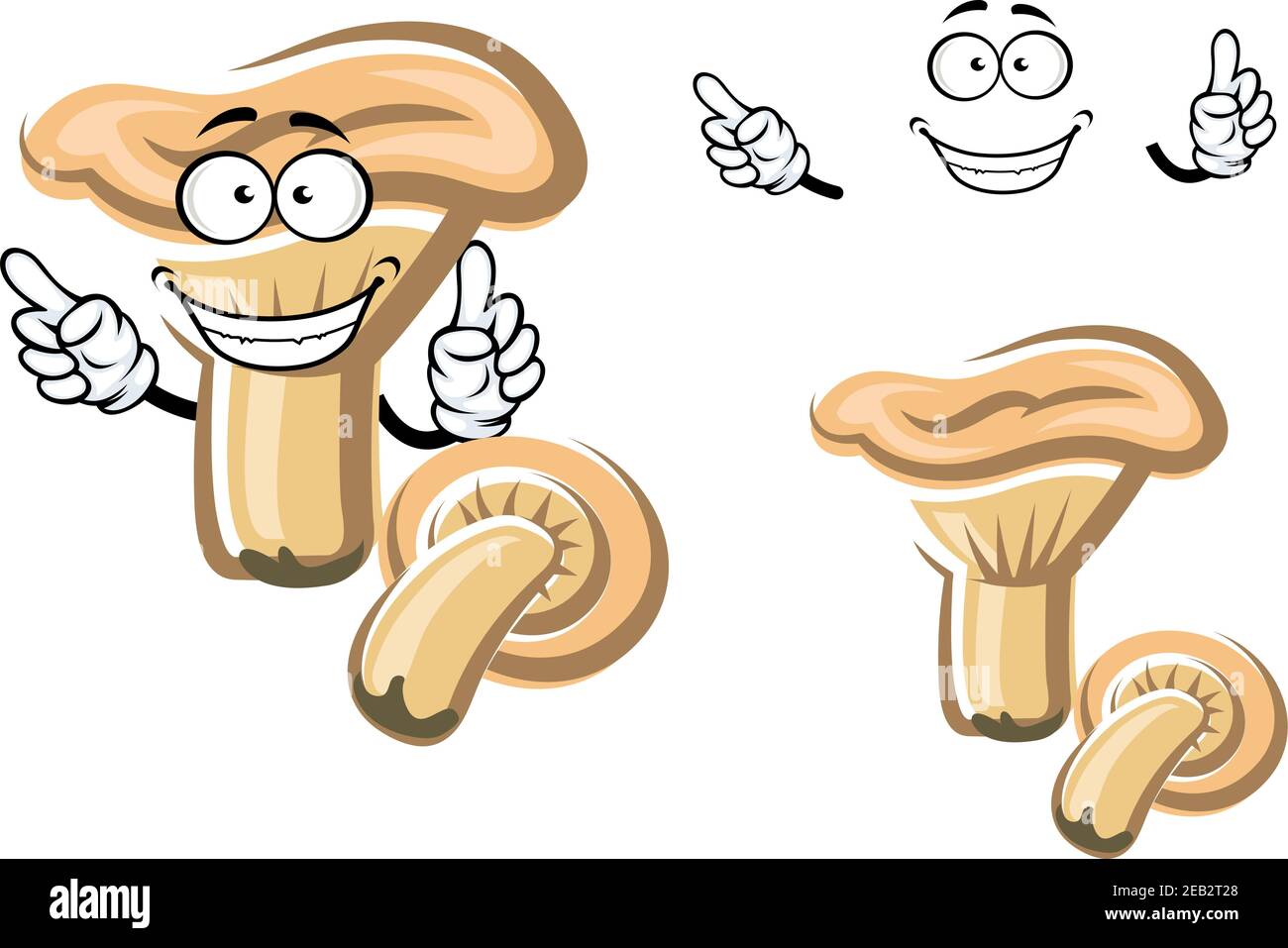 Funny cartoon white edible mushroom character isolated on white. For ...