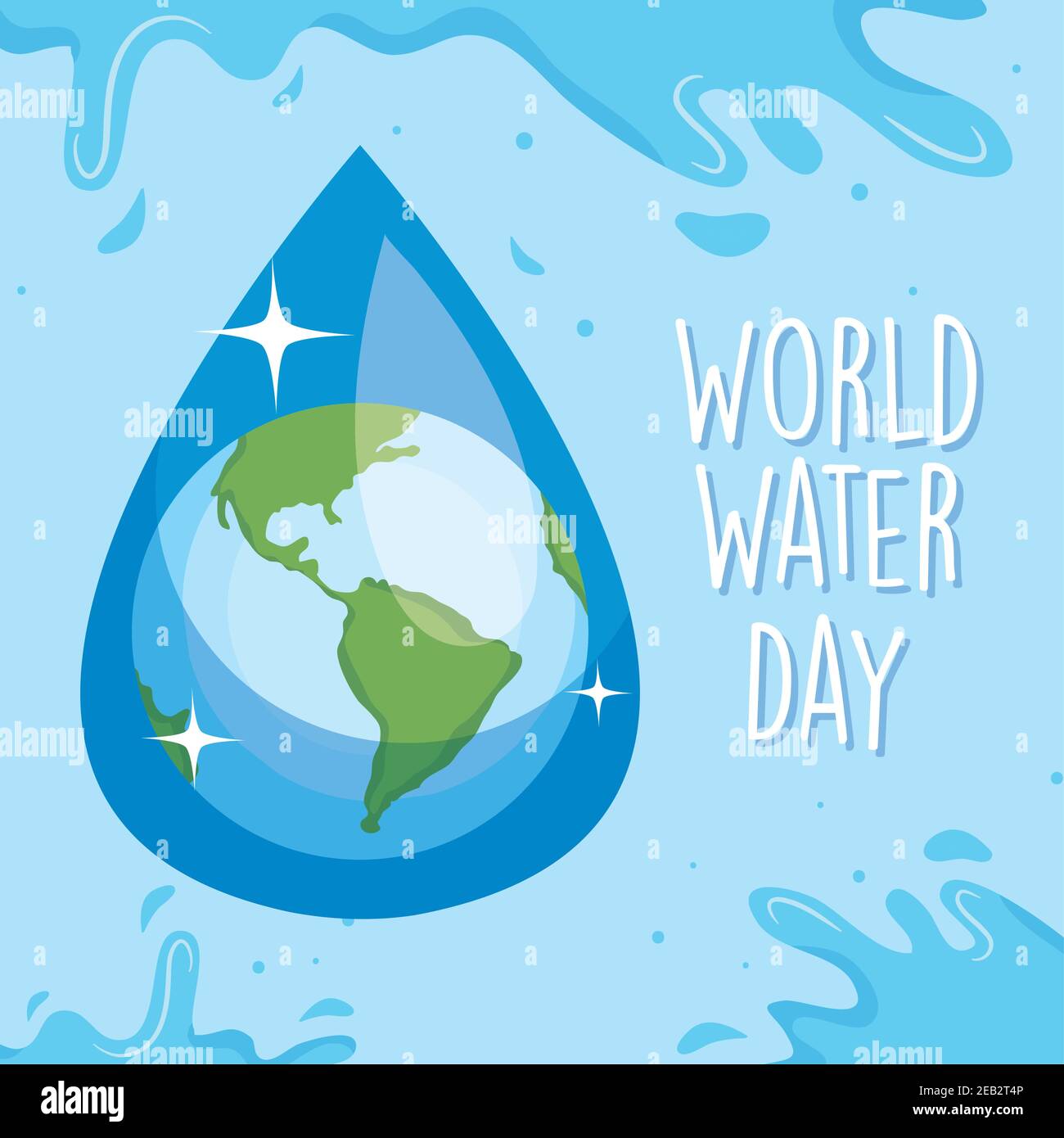 world water day with water drop and earth planet over blue background ...