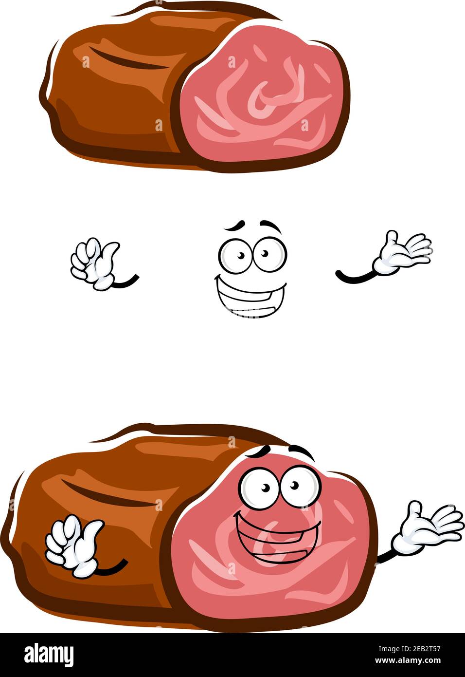 Happy cartoon roast beef character isolated on white, for butcher shop ...