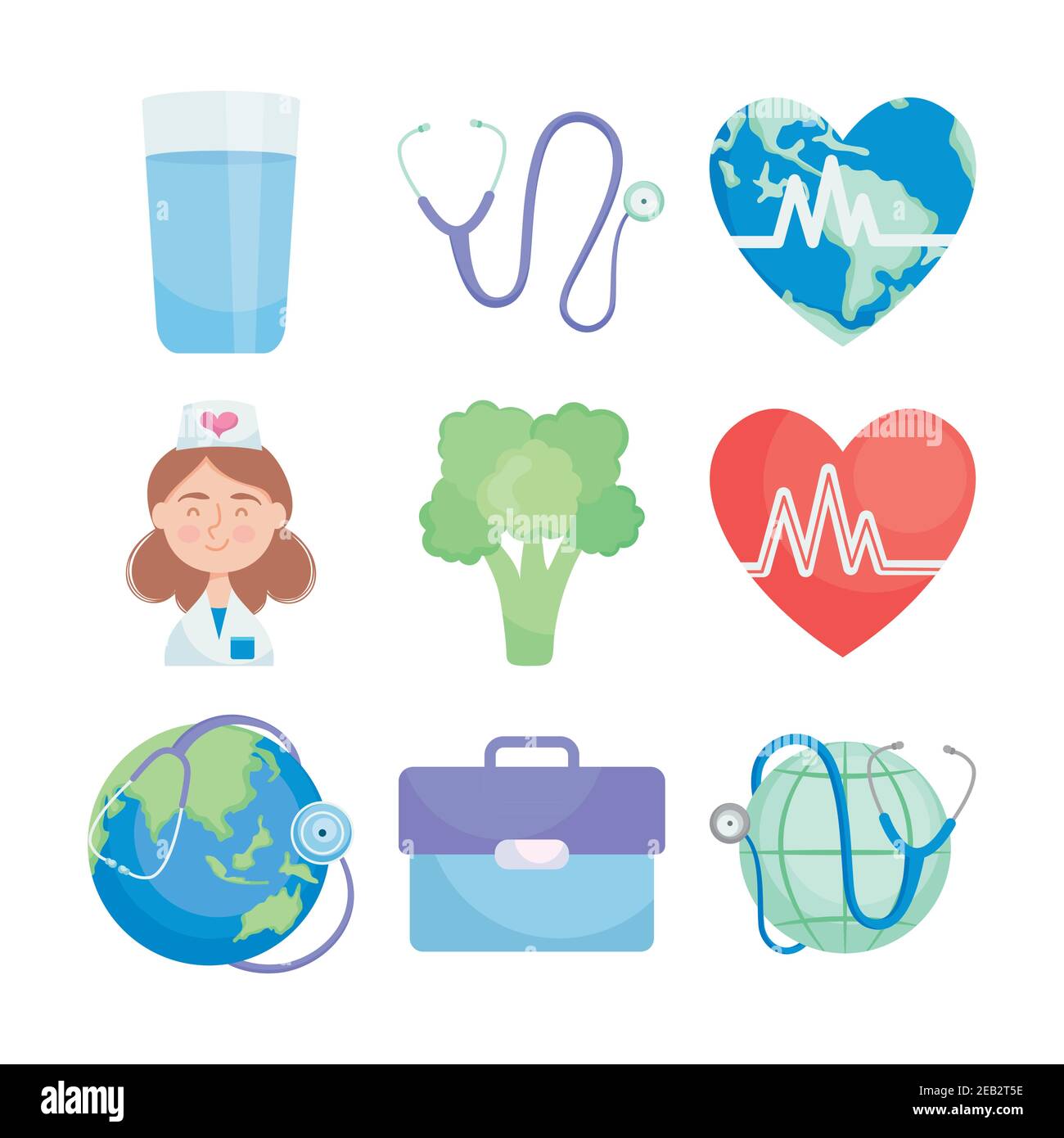 world health day icons collection over white background, colorful ...