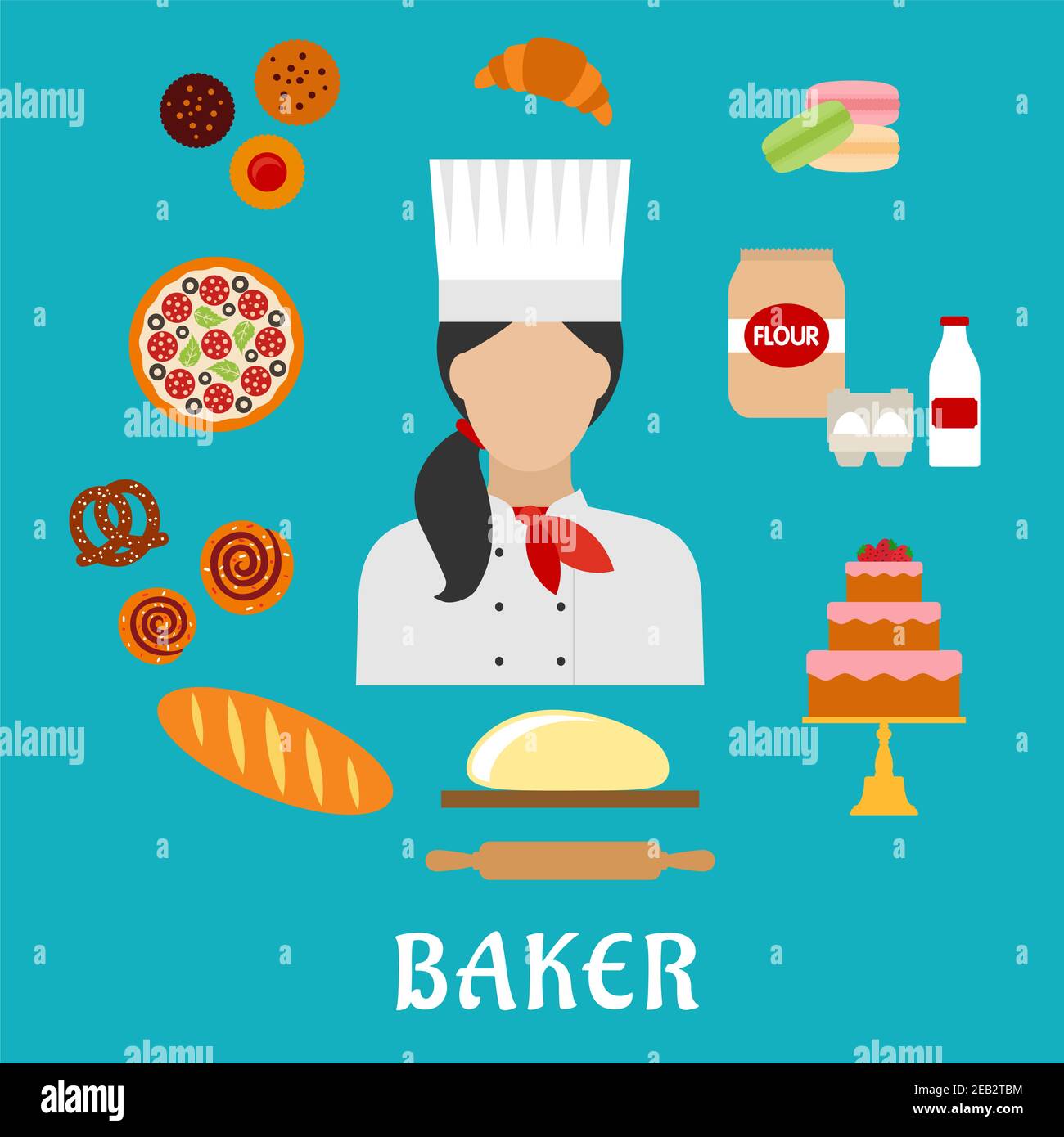 Woman chef baker rolls Stock Vector Images - Alamy