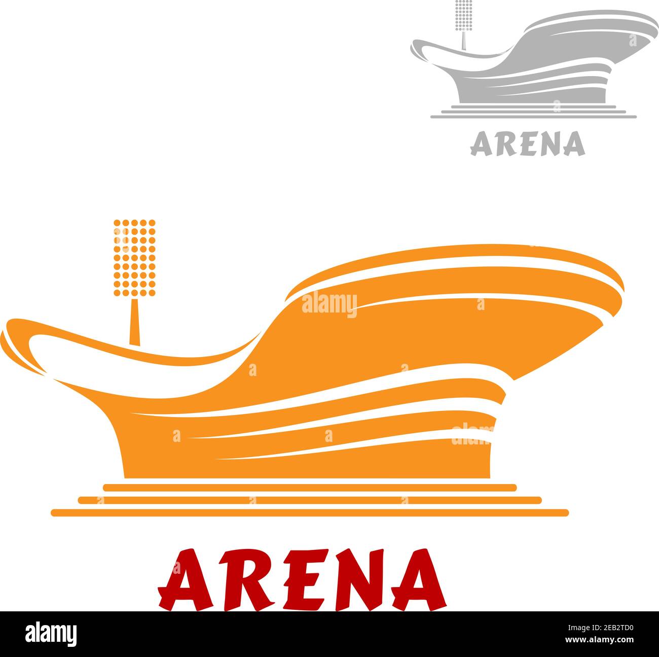 Architectural icon of a modern stadium or arena with flowing curved ...