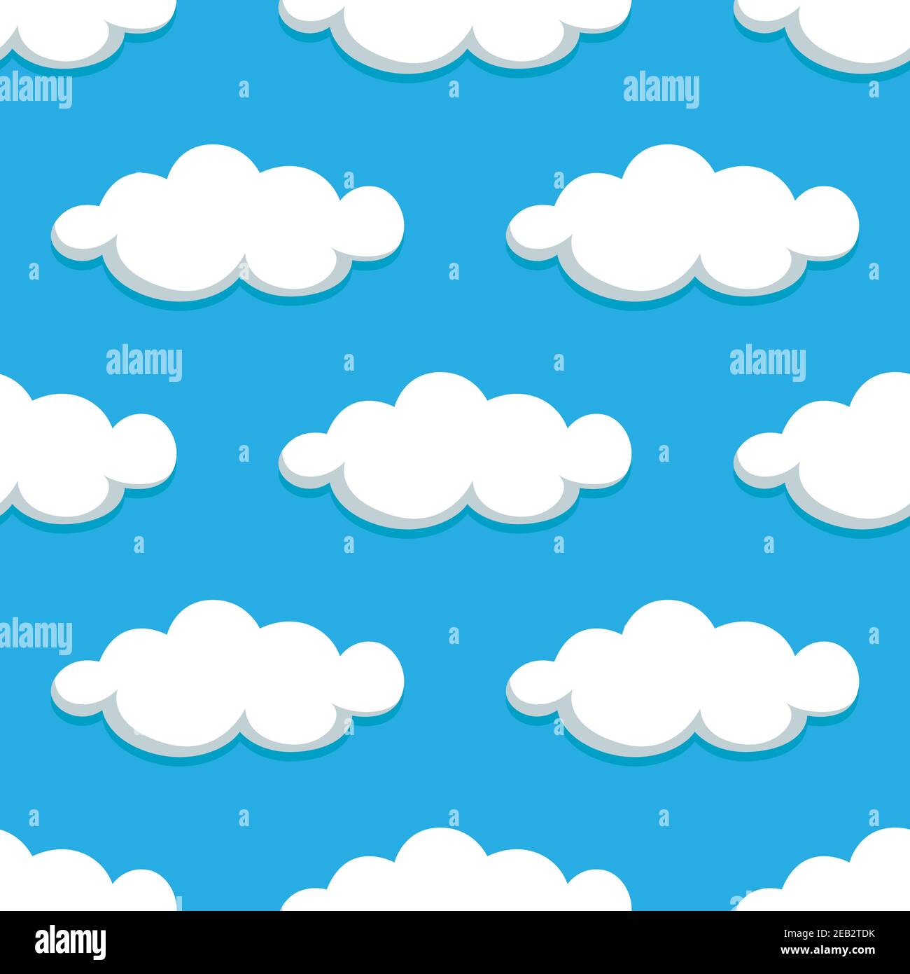 Seamless pattern of cartoon white clouds on summer blue sky background ...