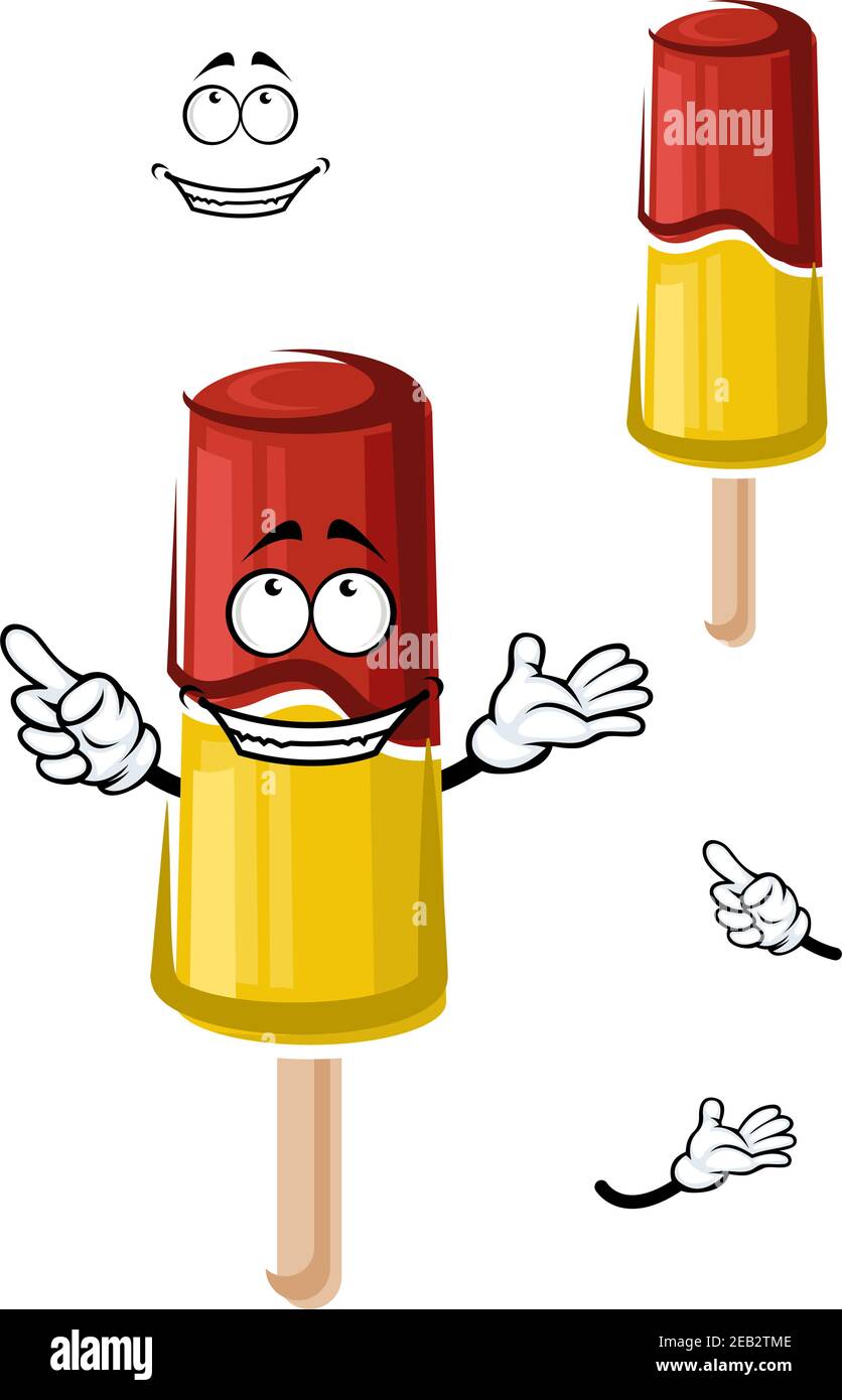 Sweet cartoon popsicle ice cream character with chocolate and lemon ...