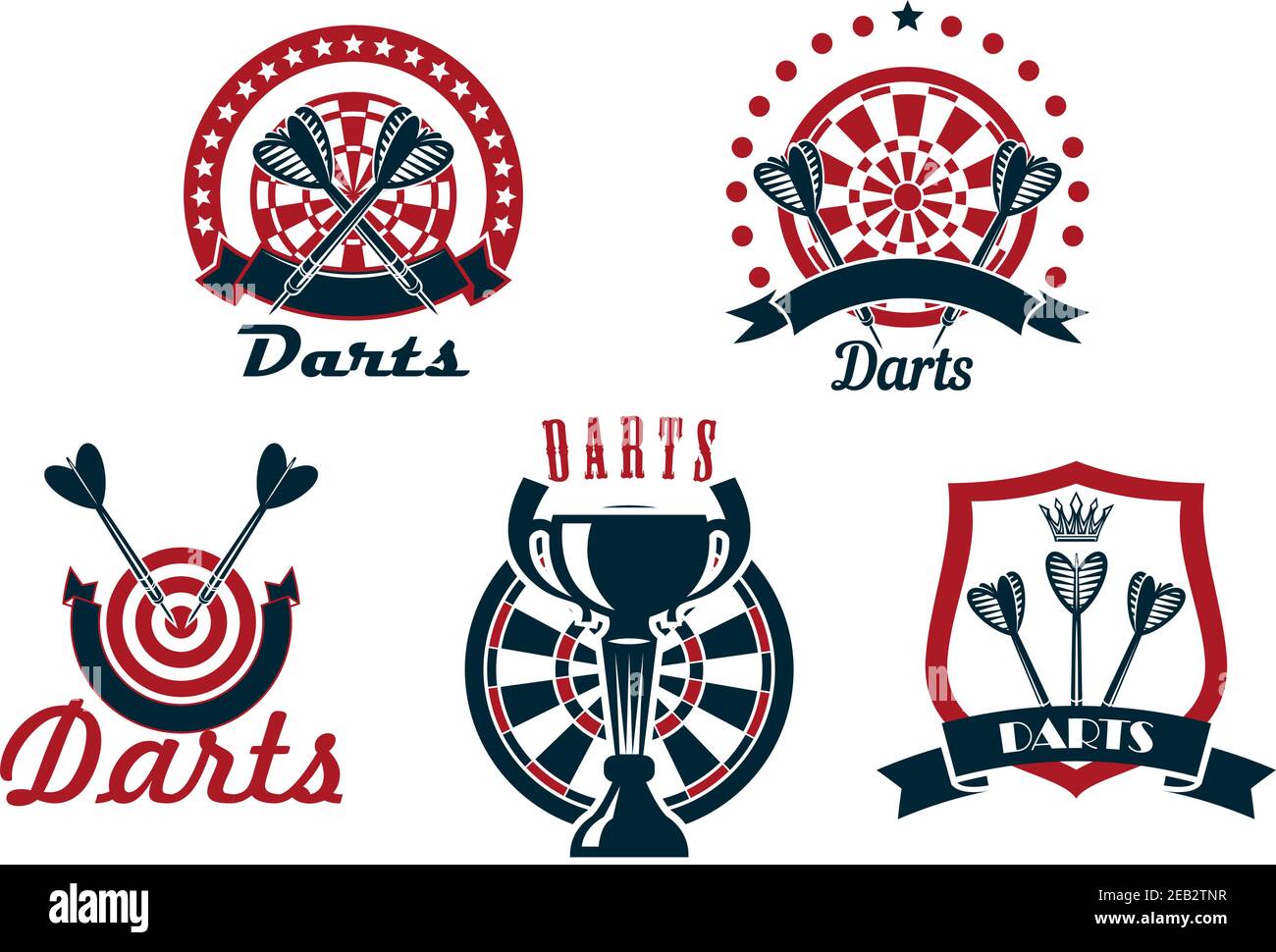 Darts game icons or symbols showing arrows with dartboards and medieval ...