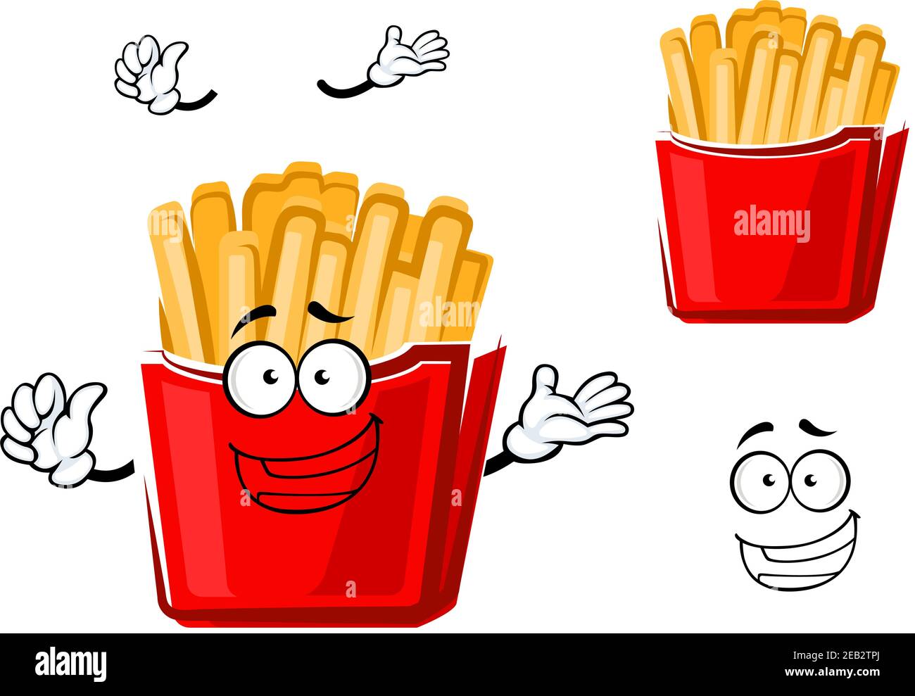 Funny cartoon french fries on paper cup for fast food or cafe menu ...