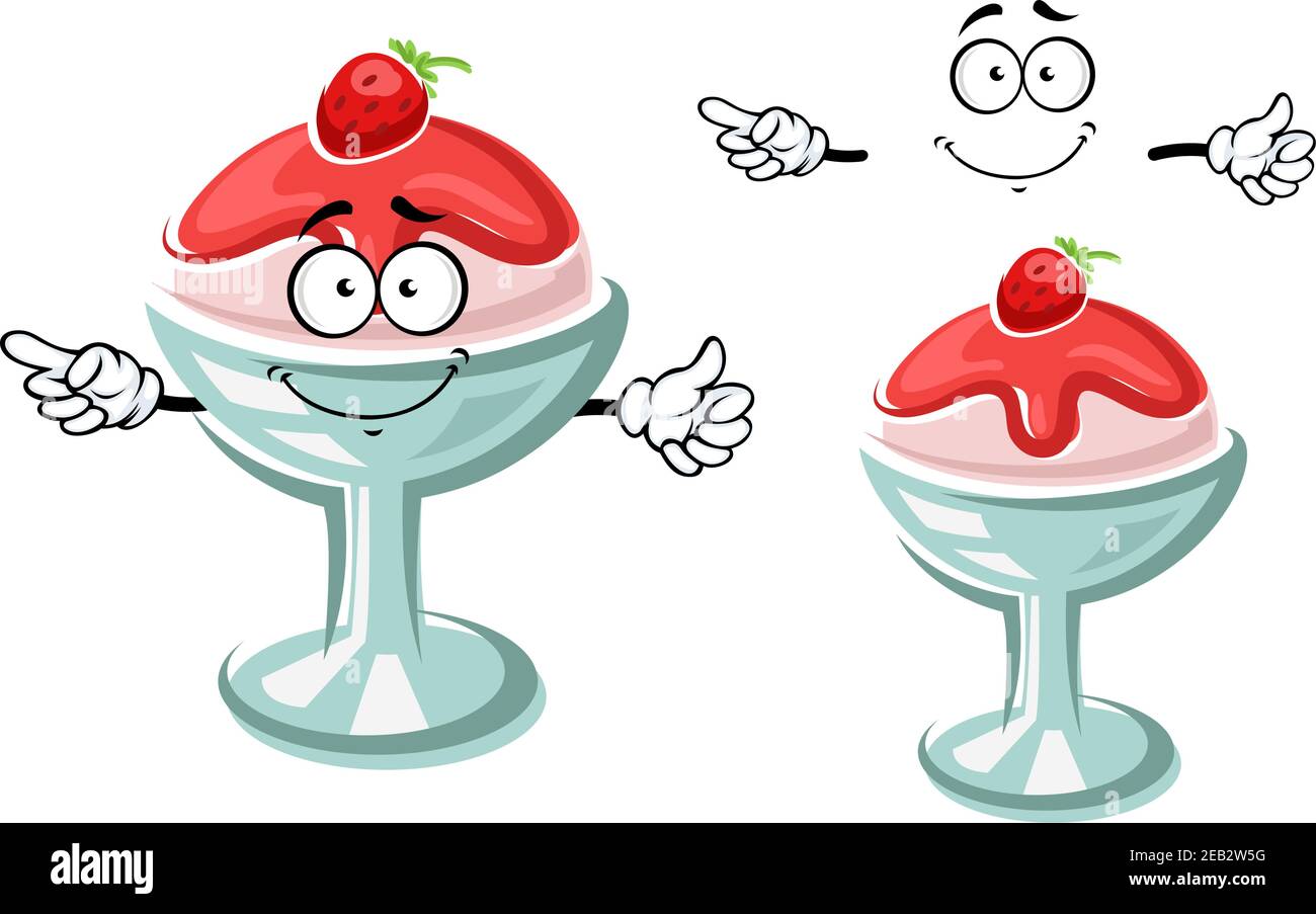 Delicious cartoon sundae ice cream dessert character in glass with ...