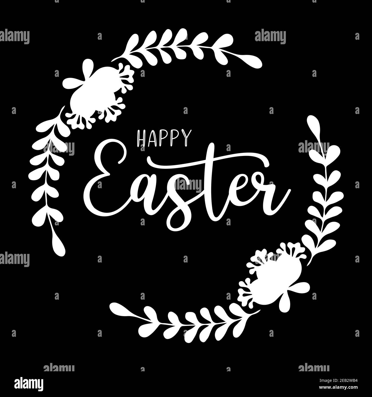 Hand drawn HAPPY EASTER quote as logo. Lettering for greeting card, ad ...