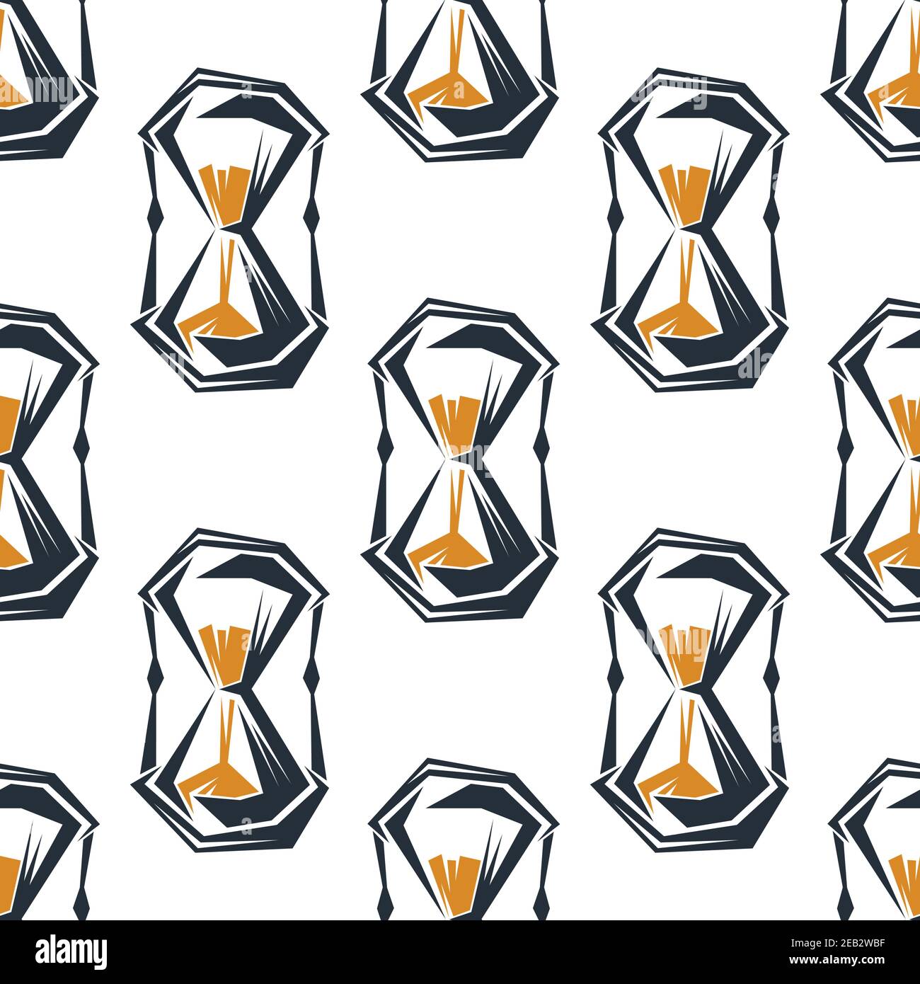 Vintage hourglasses seamless pattern on white background, for time ...