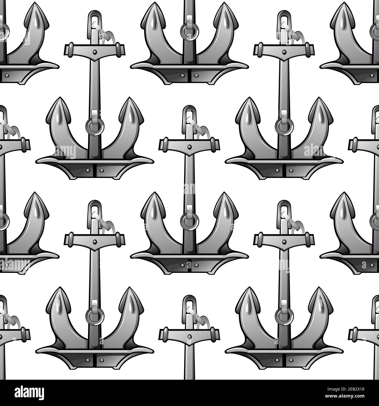 Stockless anchors seamless pattern on white background, for marine ...