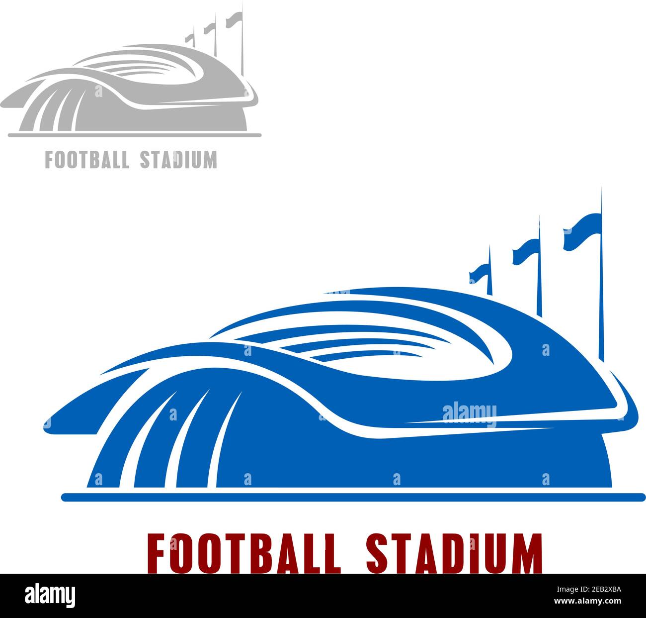 Soccer stadium building icon of sporting arena with row of flags, for ...