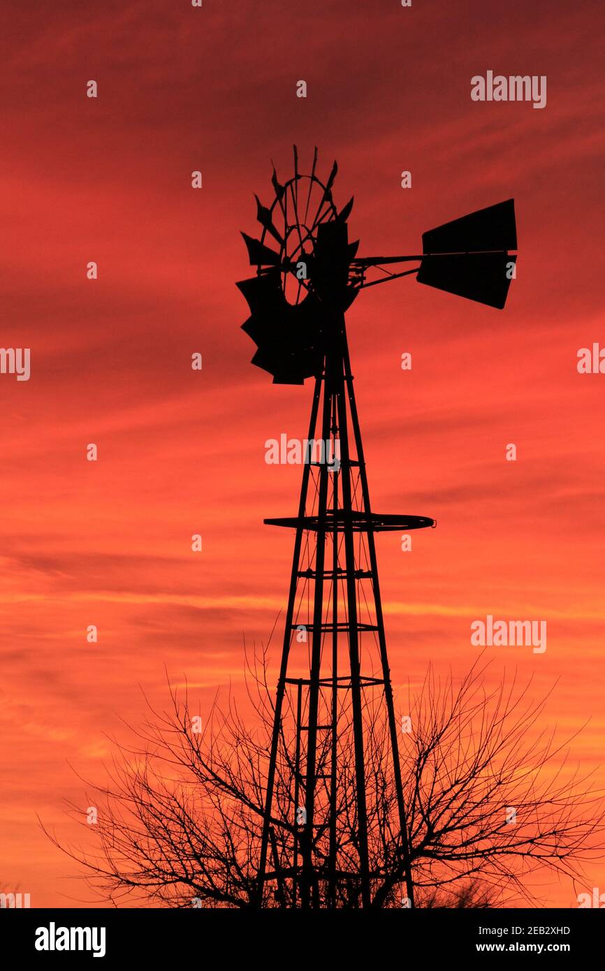 Windmill in horizon bright yellow light hi-res stock photography and ...