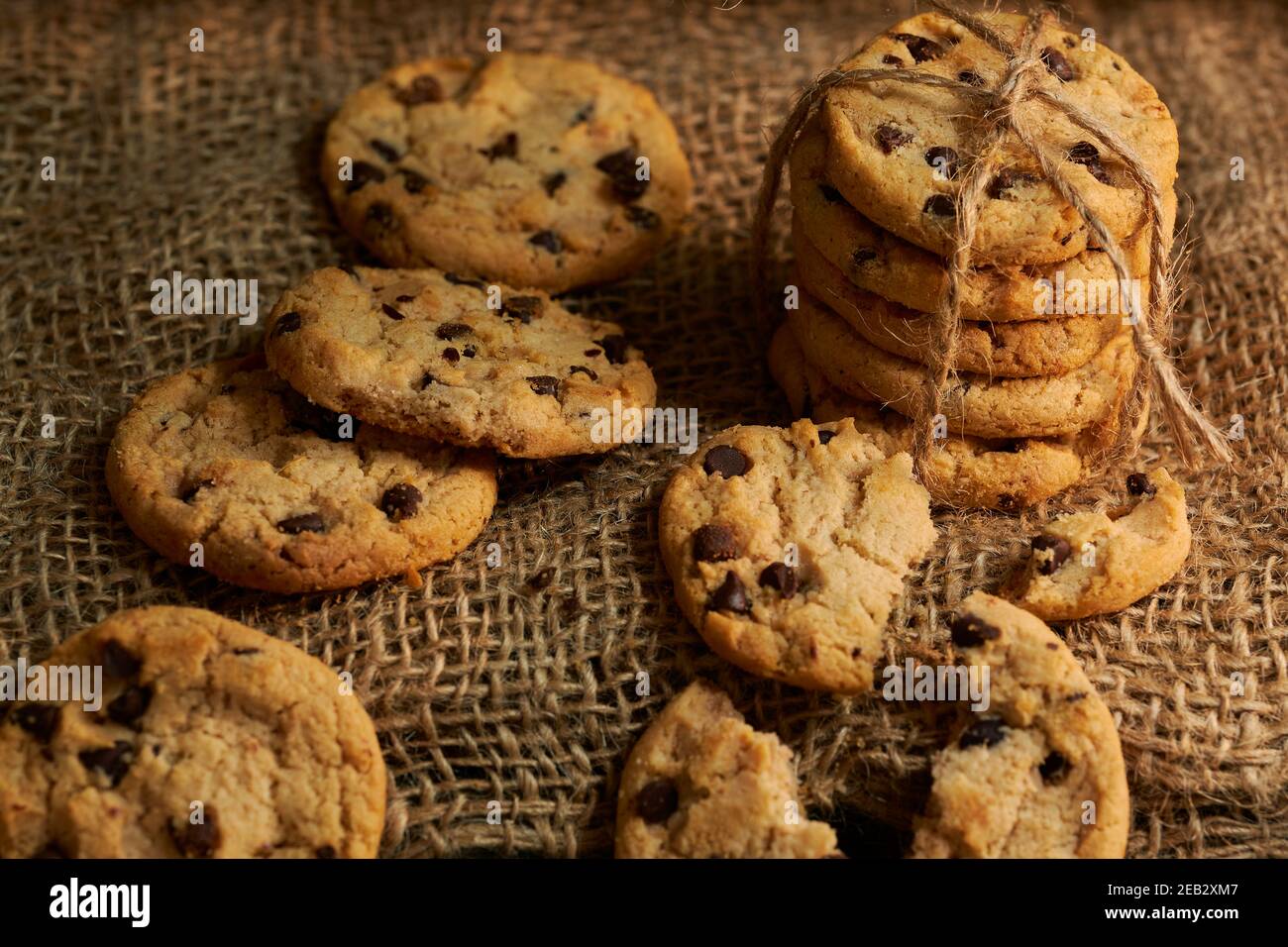 Rustic Charm: Freshly Baked Chocolate Chip Cookies Stock Photo - Alamy