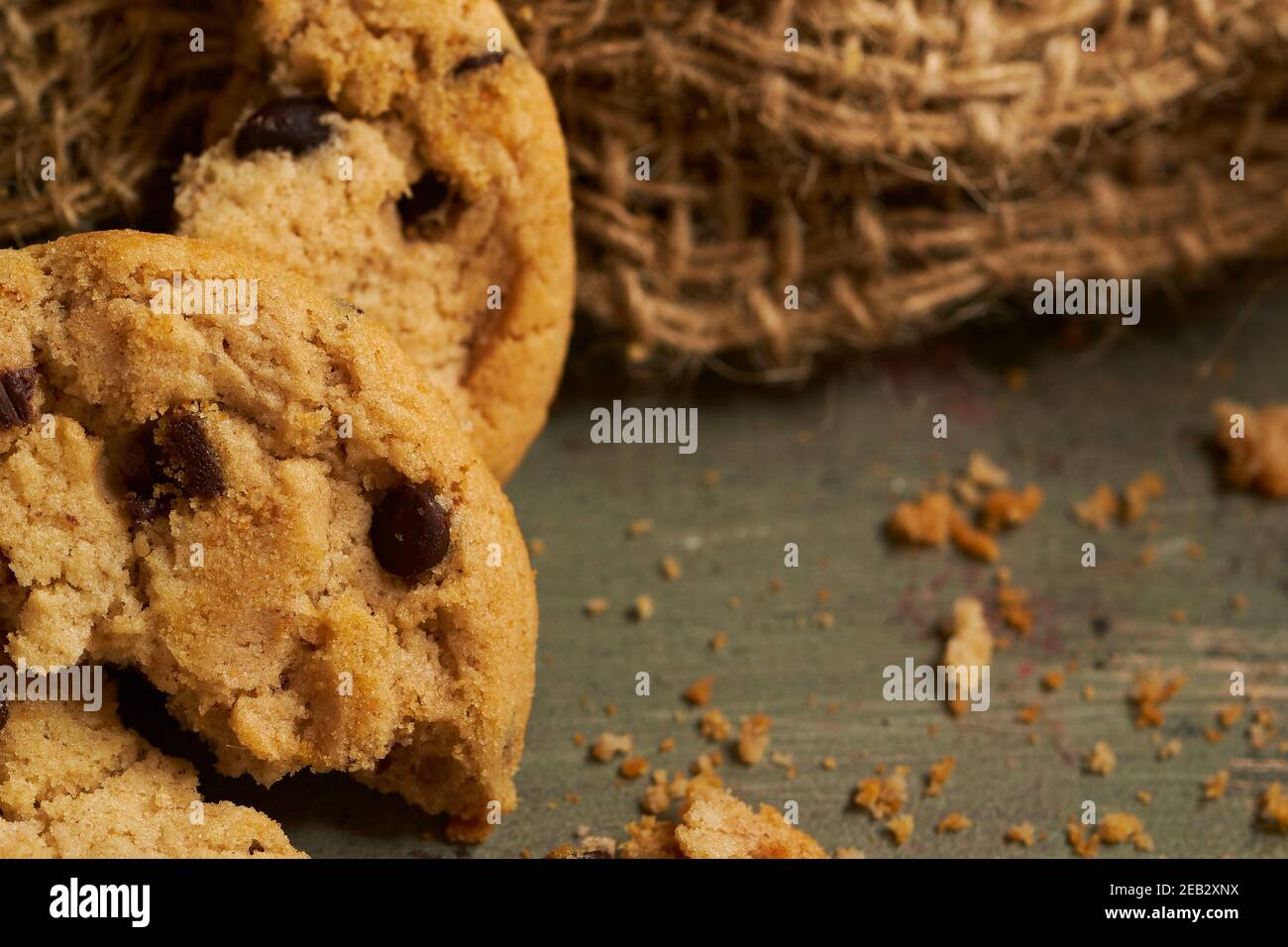 Rustic Charm: Freshly Baked Chocolate Chip Cookies Stock Photo - Alamy
