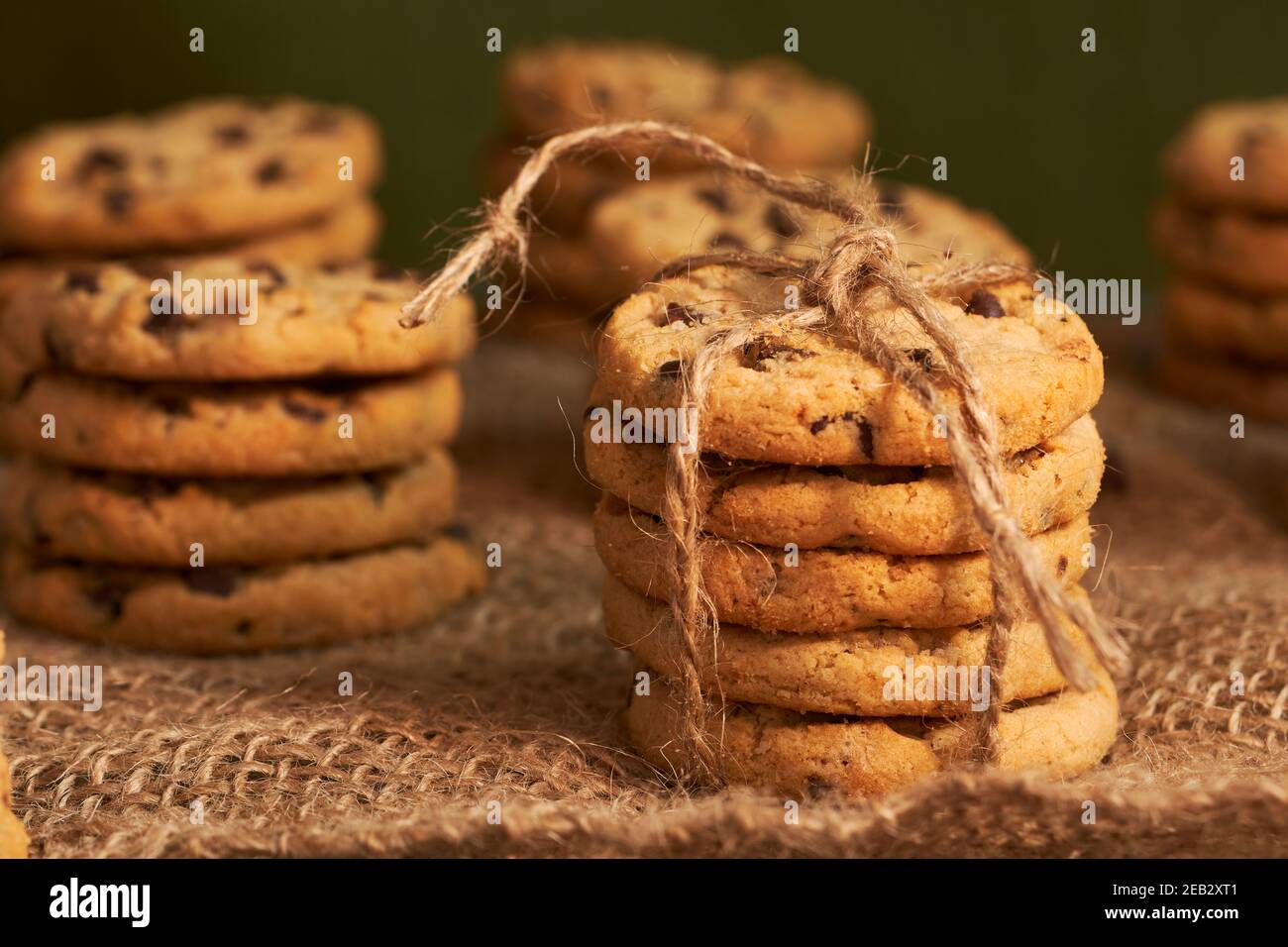 Rustic Charm: Freshly Baked Chocolate Chip Cookies Stock Photo - Alamy