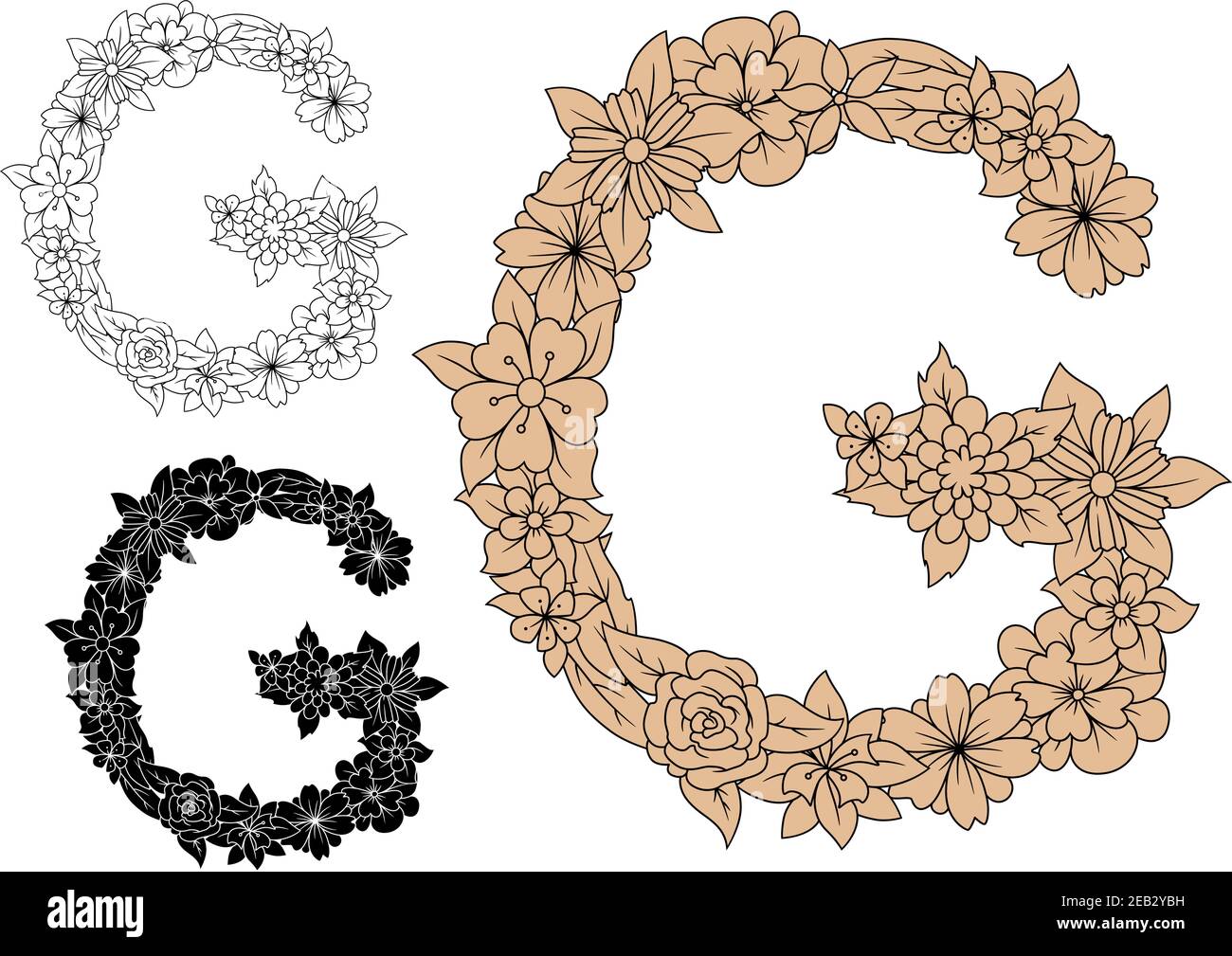 Blooming letter Stock Vector Images - Alamy