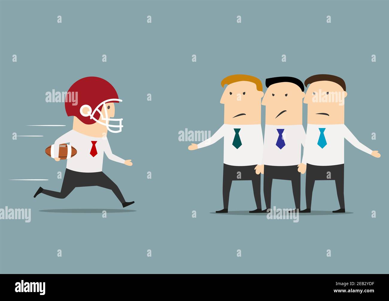 Motivated confident cartoon businessman in american football uniform ...