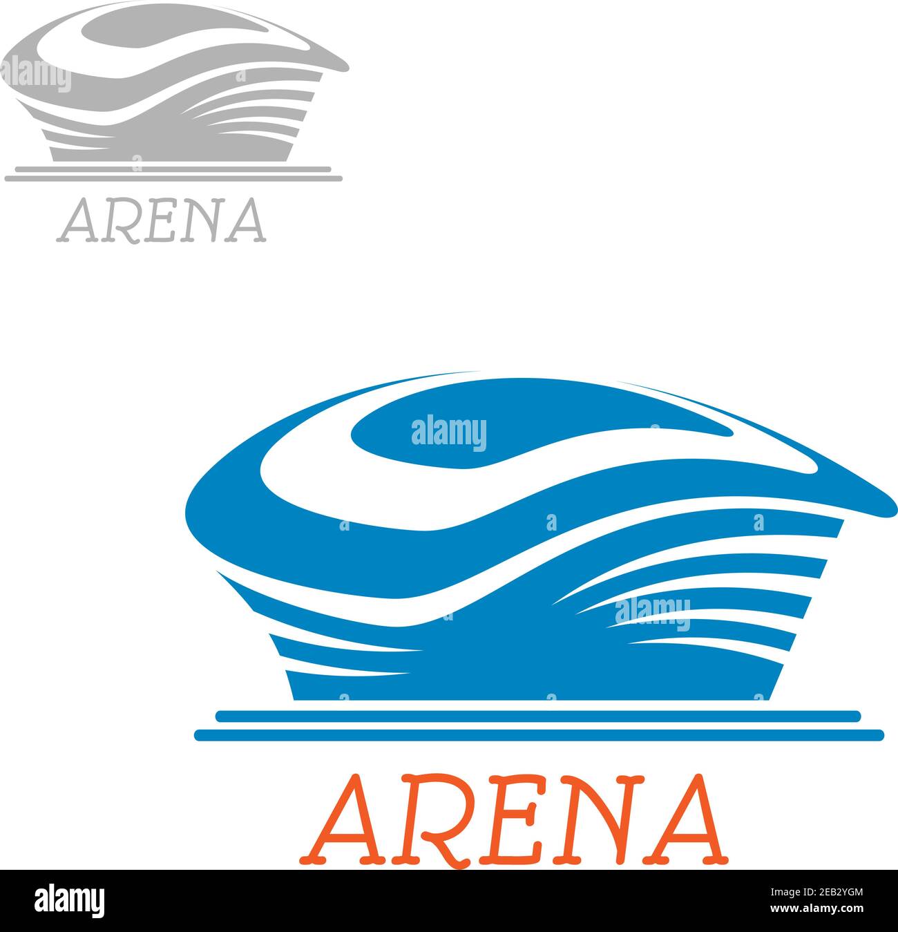 Public sport stadium icon with abstract blue arena building for ...