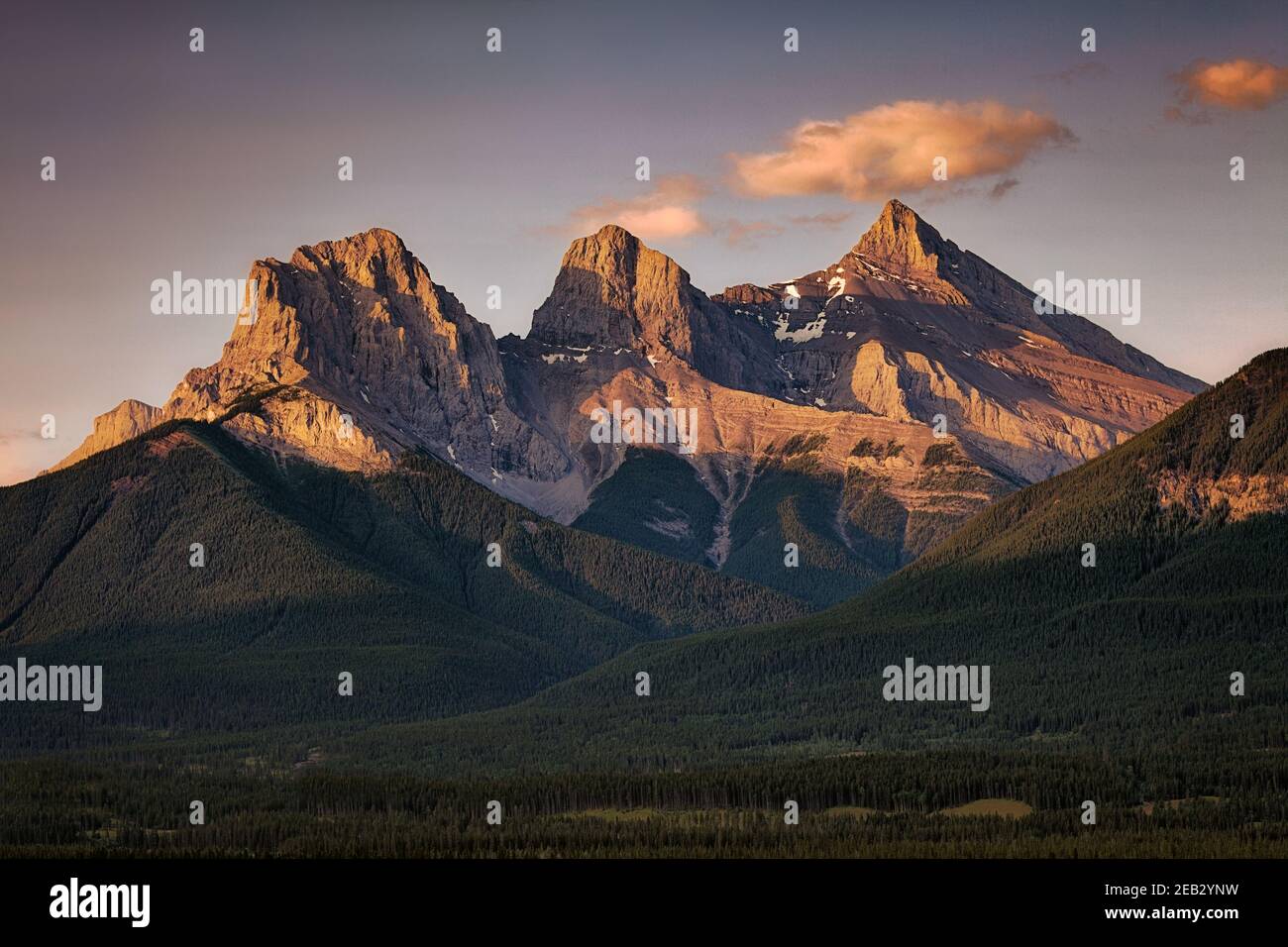 Three Sisters at Sunrise near Canmore, Alberta, Canada Stock Photo - Alamy