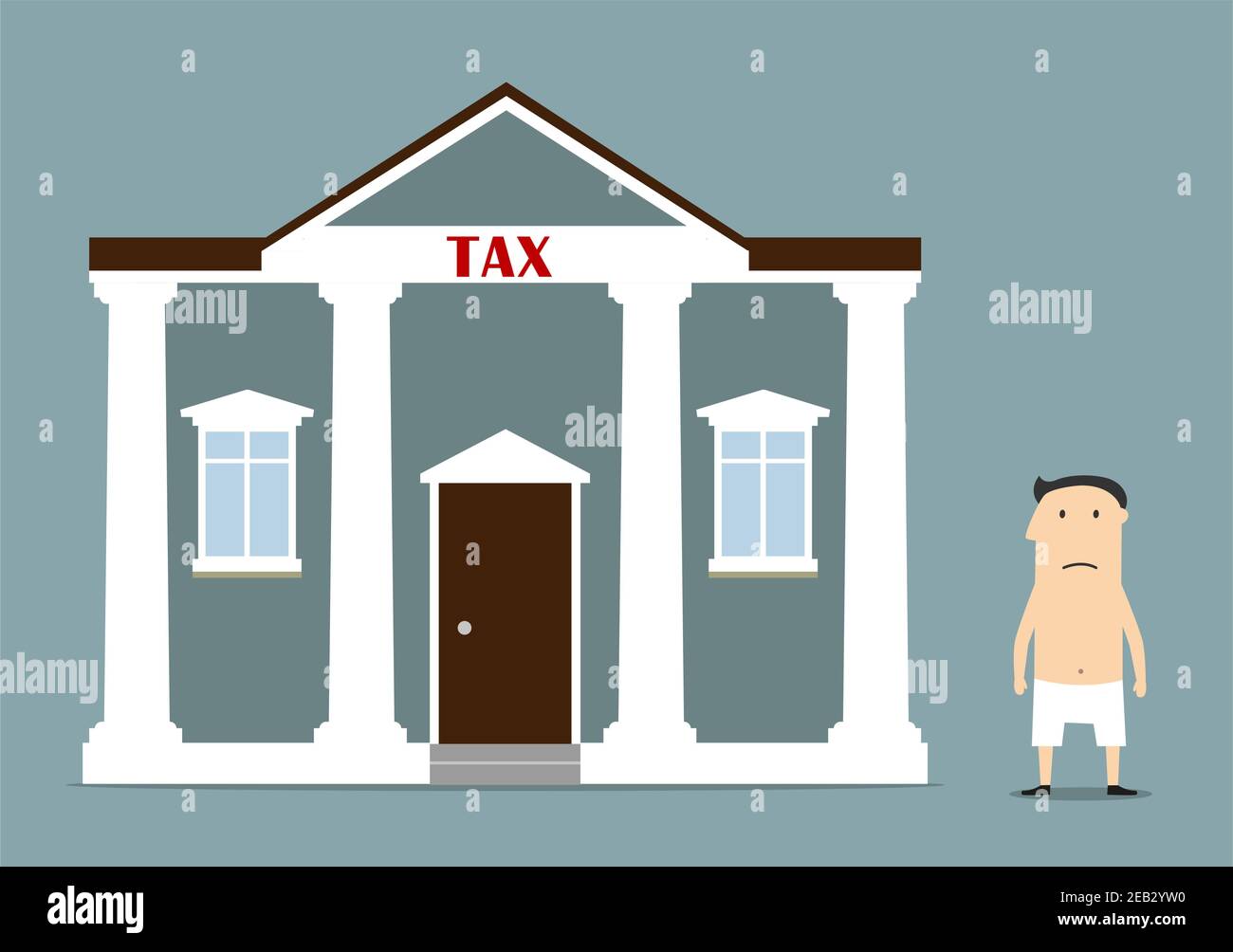 Cartoon depressed businessman was left without anything after taxes ...