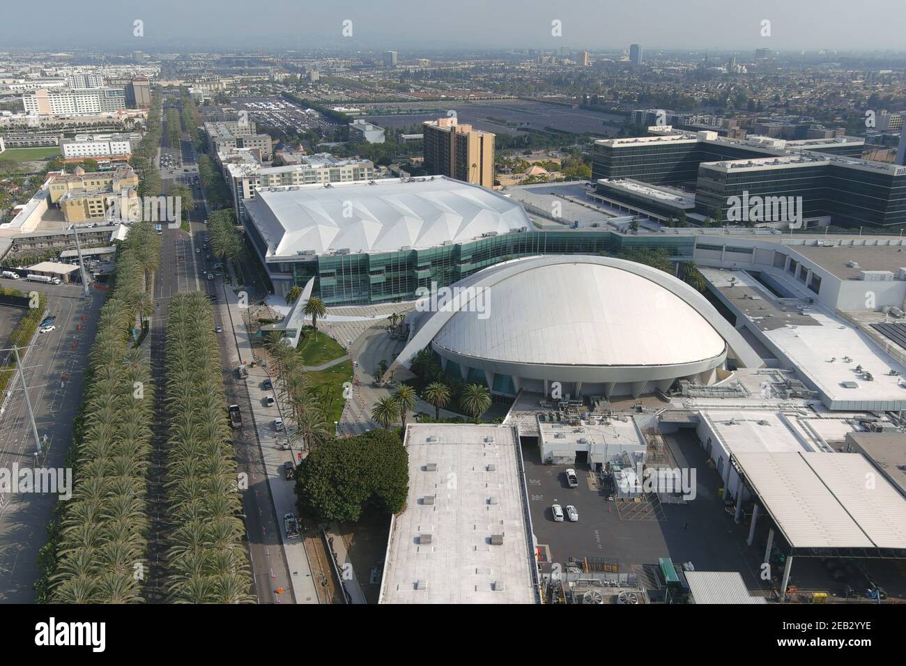 An aerial view of the Anaheim Convention Center Arena, Wednesday, Feb ...