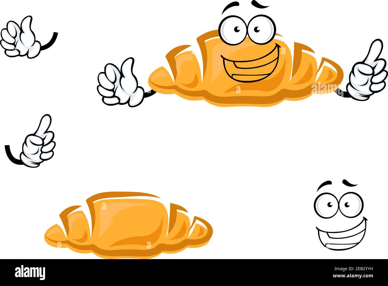 Fresh tasty french croissant cartoon character with golden crust and ...