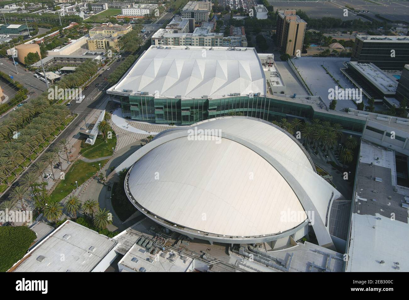 An aerial view of the Anaheim Convention Center Arena, Wednesday, Feb ...