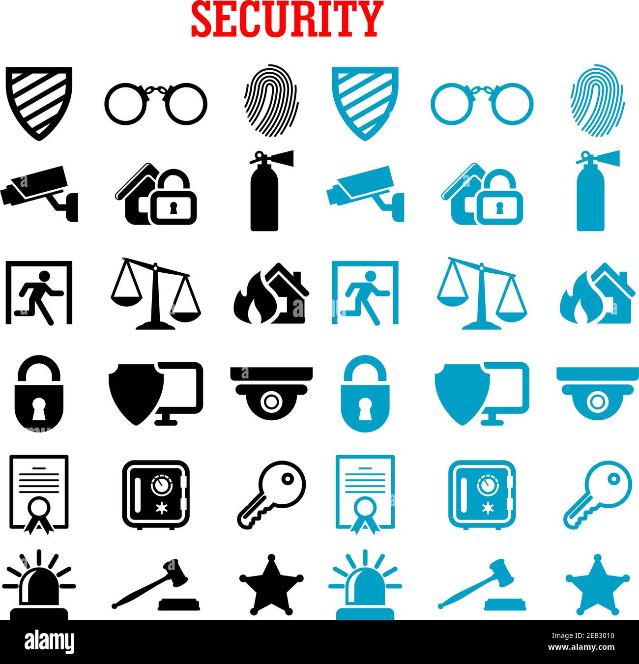 Security and safety flat icons set with web security shields, padlock ...