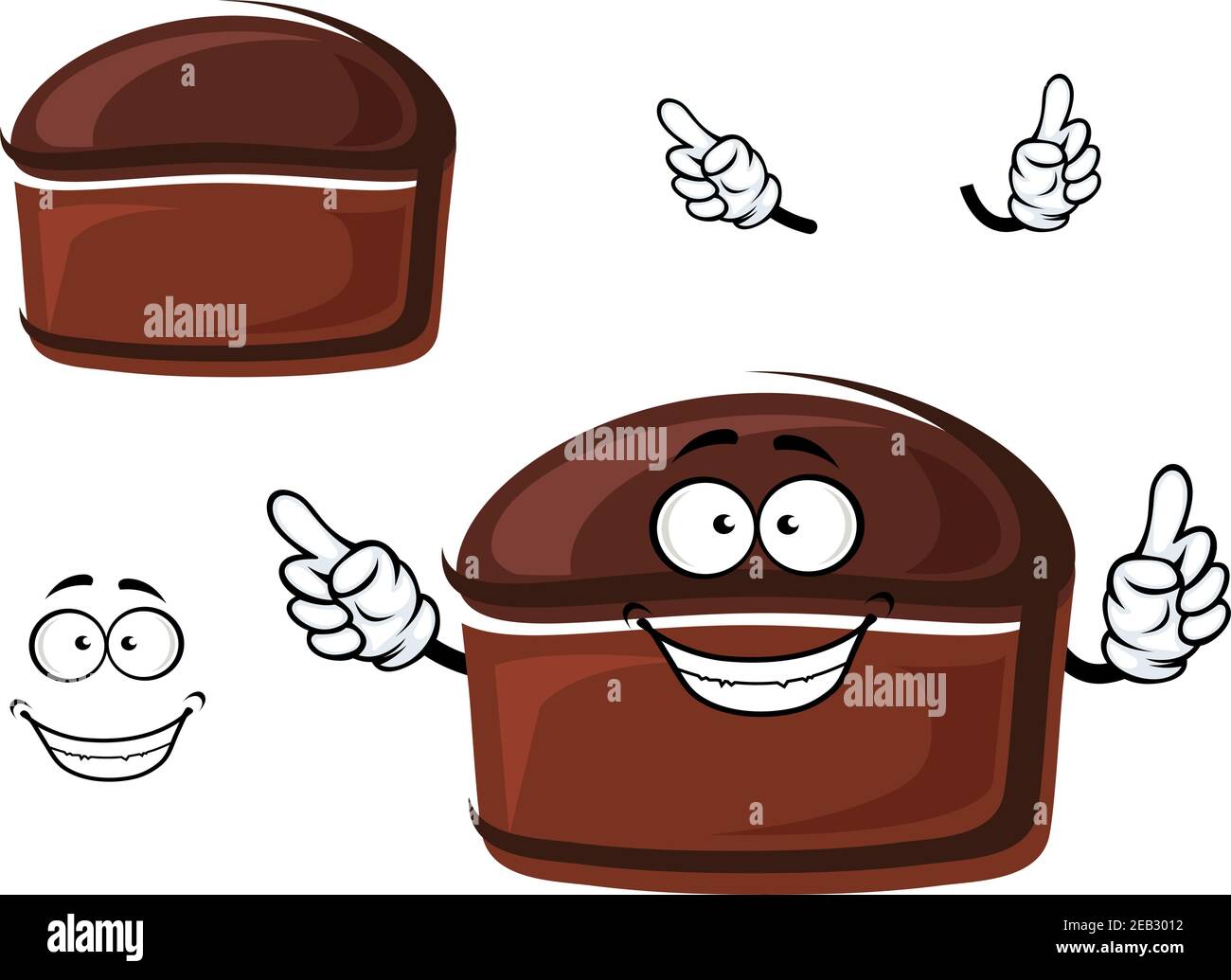 Healthy homemade rye bread cartoon character with brown crust, for ...