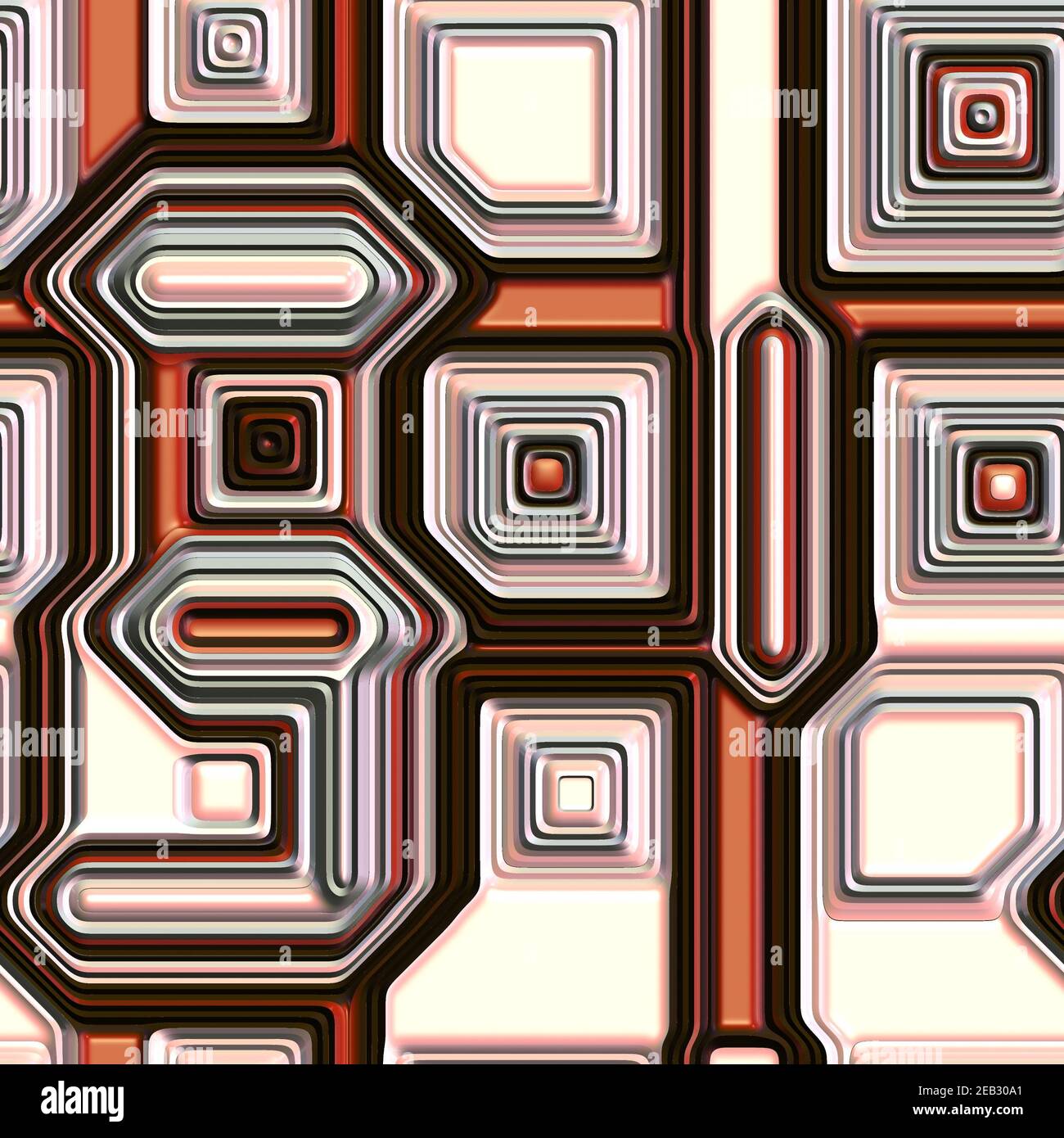 3D render of hi-tech metallic seamless background tile with unique ...