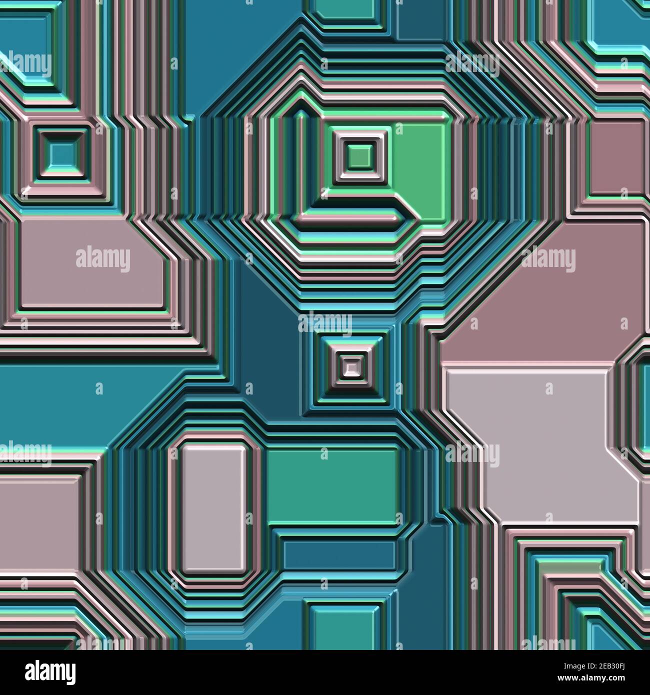 3D render of hi-tech metallic seamless background tile with unique ...