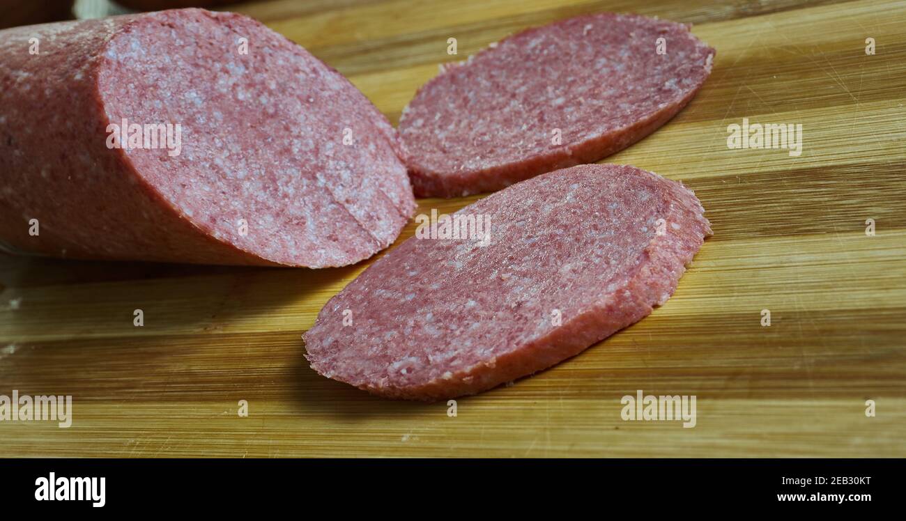 Cervelatwurst - sausage produced in Switzerland, France and parts of ...
