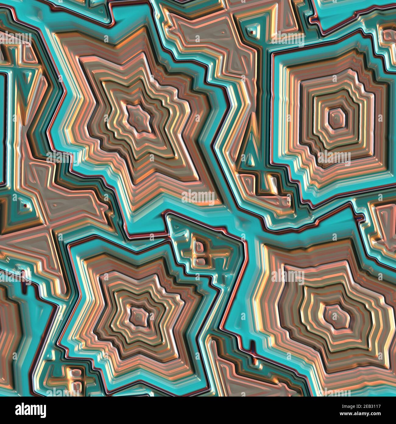 3D render of hi-tech metallic seamless background tile with unique ...