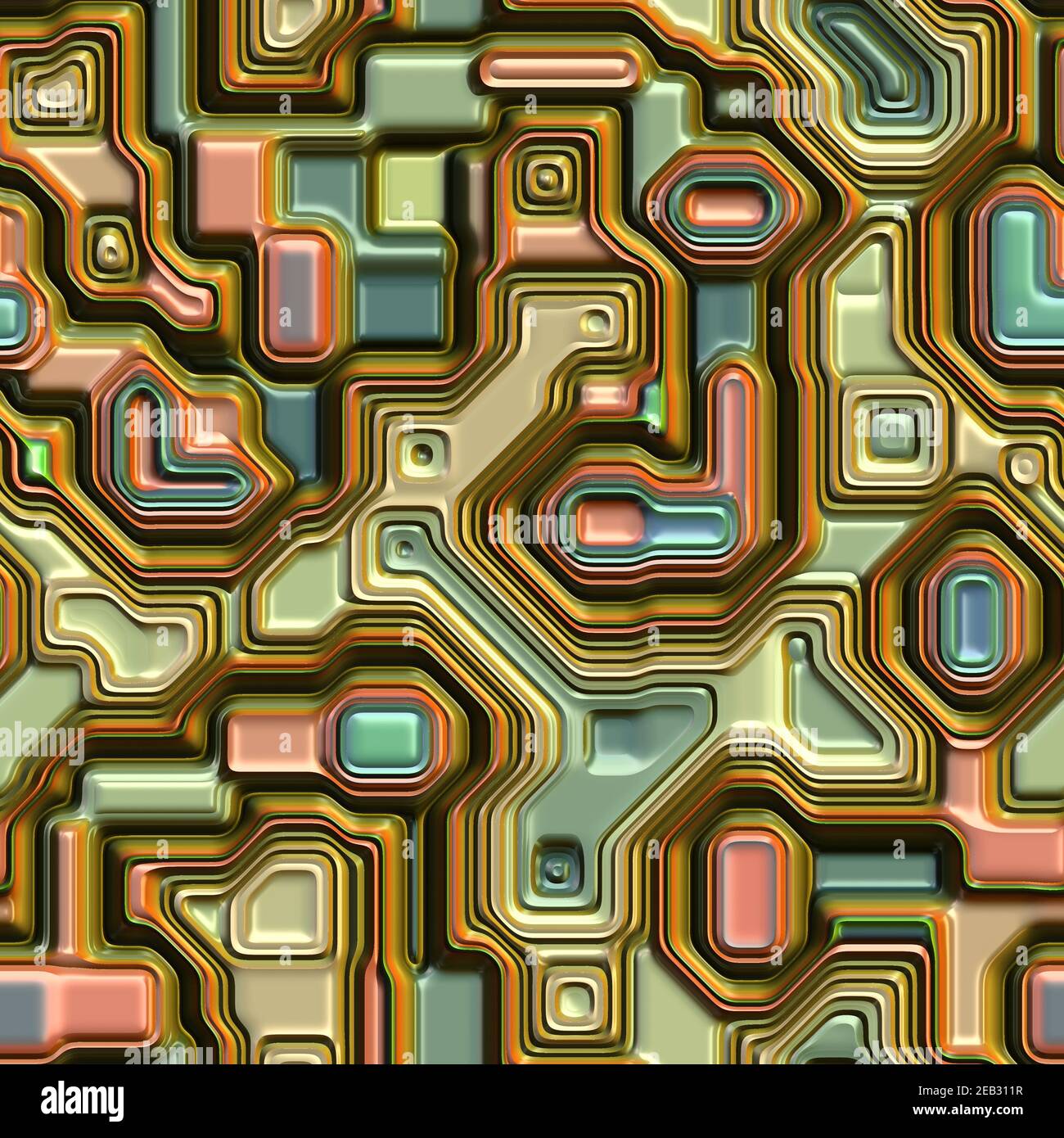 3D render of hi-tech metallic seamless background tile with unique ...