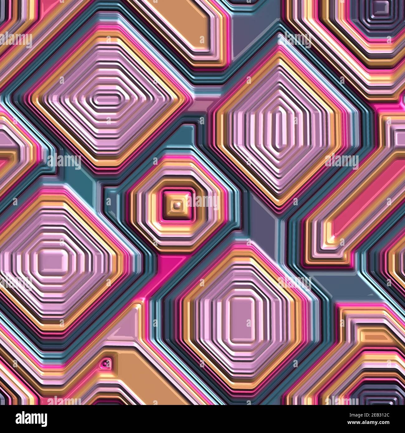 3D render of hi-tech metallic seamless background tile with unique ...