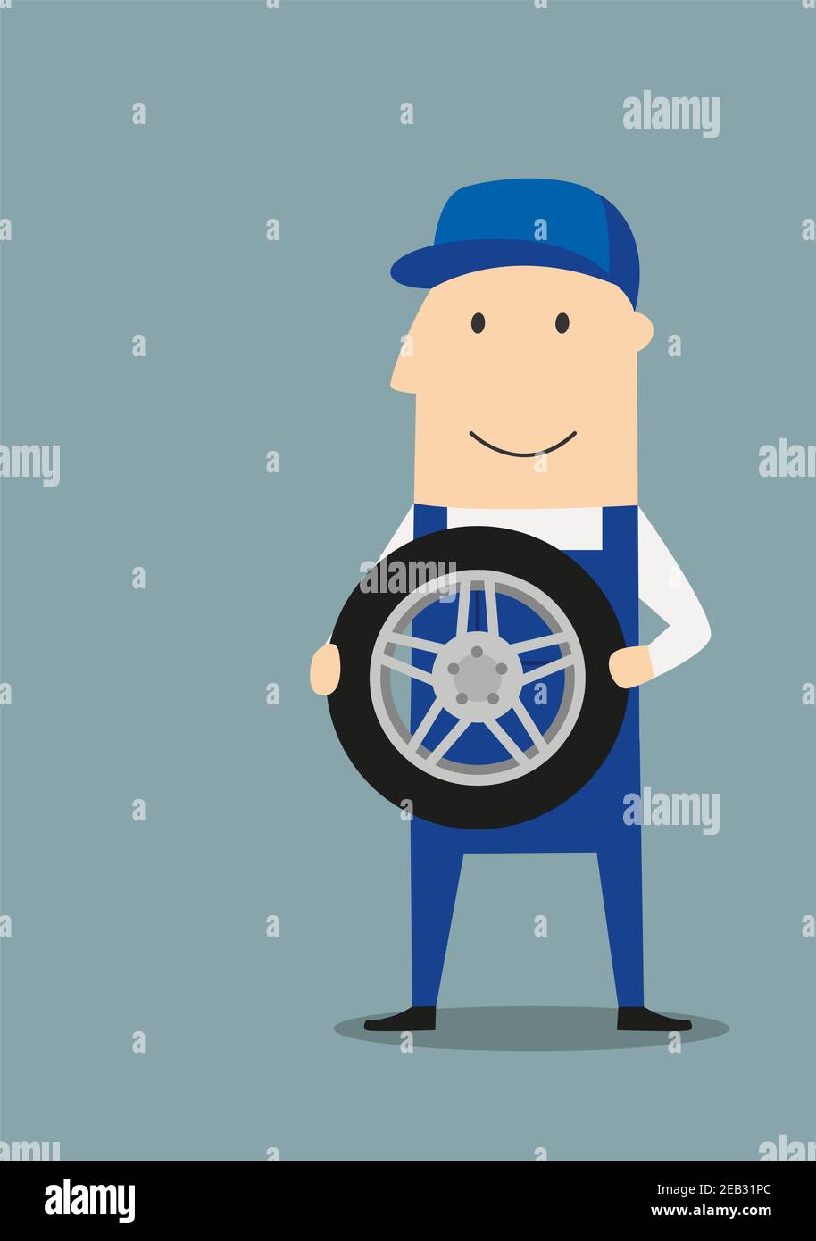 Mechanic in blue overalls Stock Vector Images - Alamy