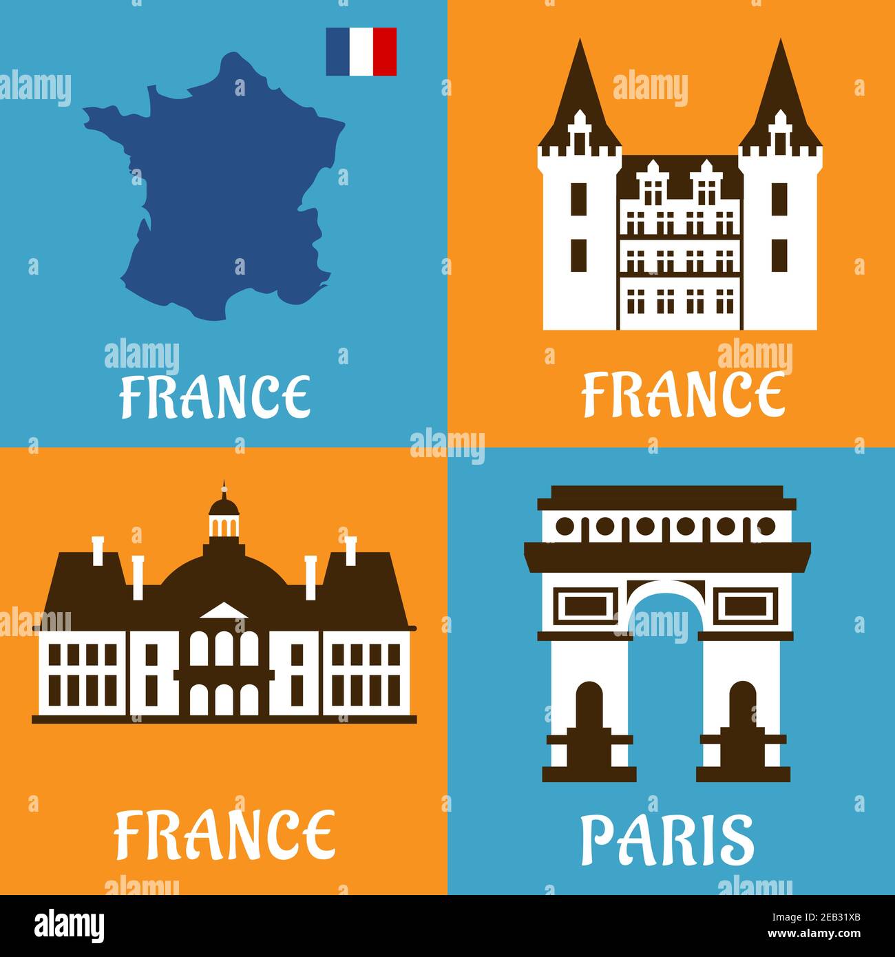 Map of french landmarks hi-res stock photography and images - Alamy