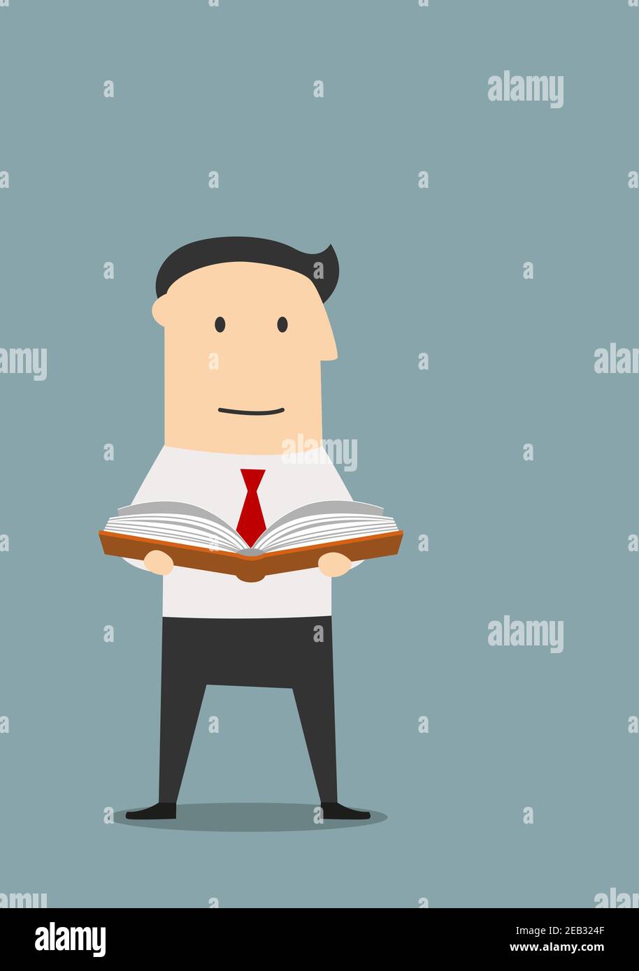 Cartoon businessman reading a book for find a new ideas. Business ...