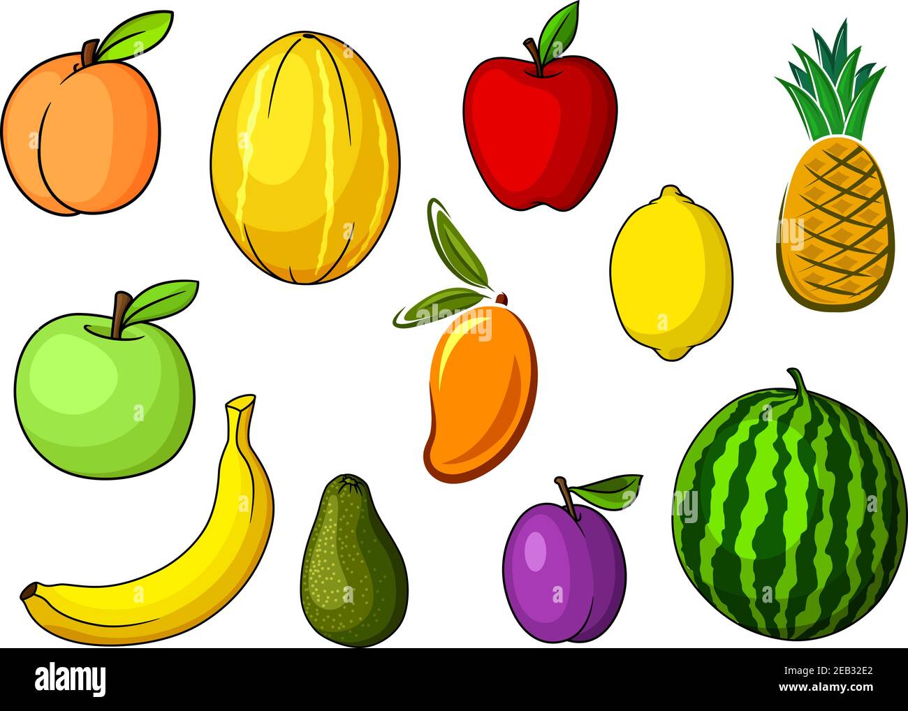 Farm fresh red and green apples, peach, avocado, yellow banana ... Farm fresh red and green apples, peach, avocado, yellow banana ...