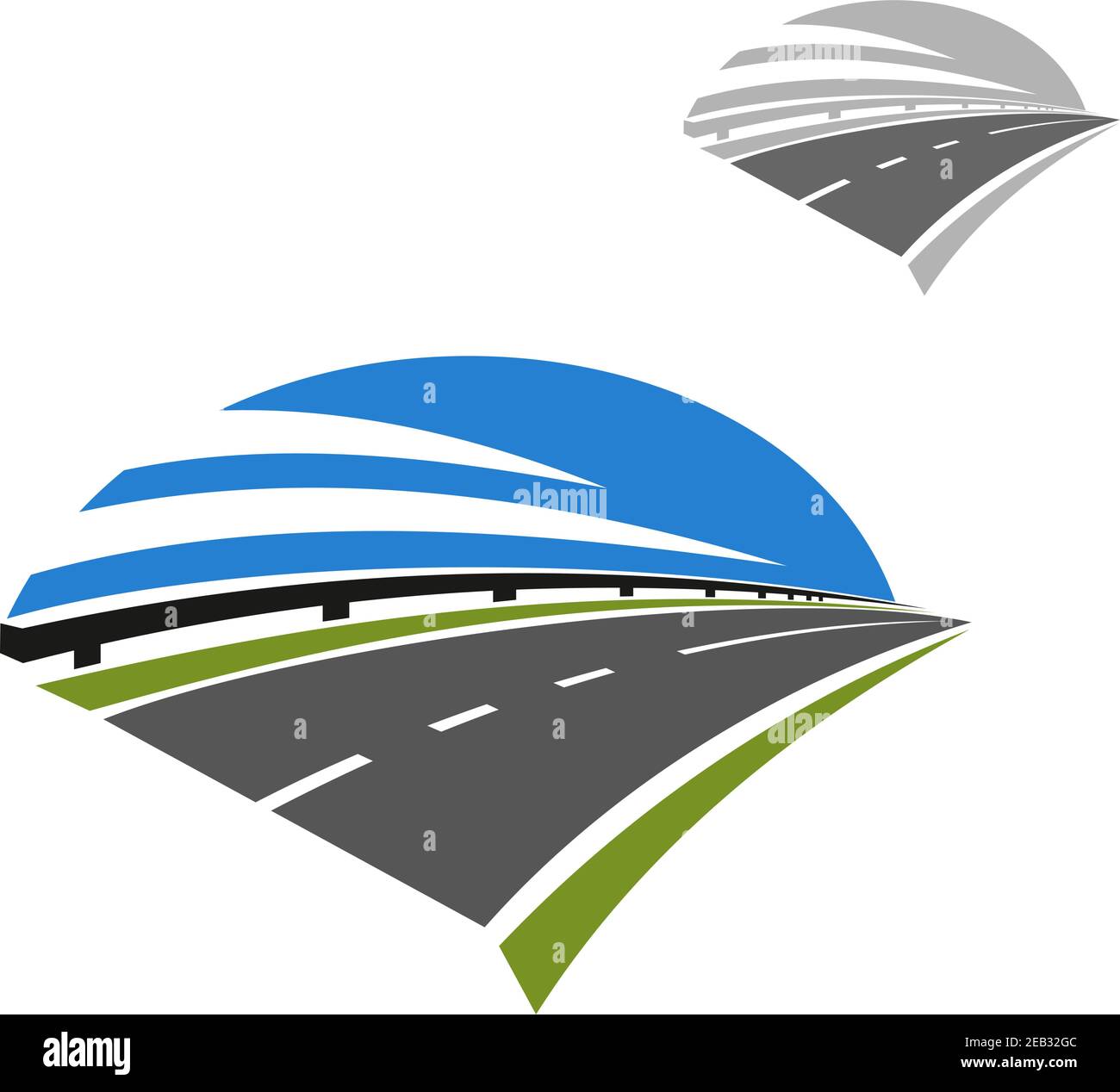 Speed freeway icon with guardrail and blue sky above. Use as travel ...