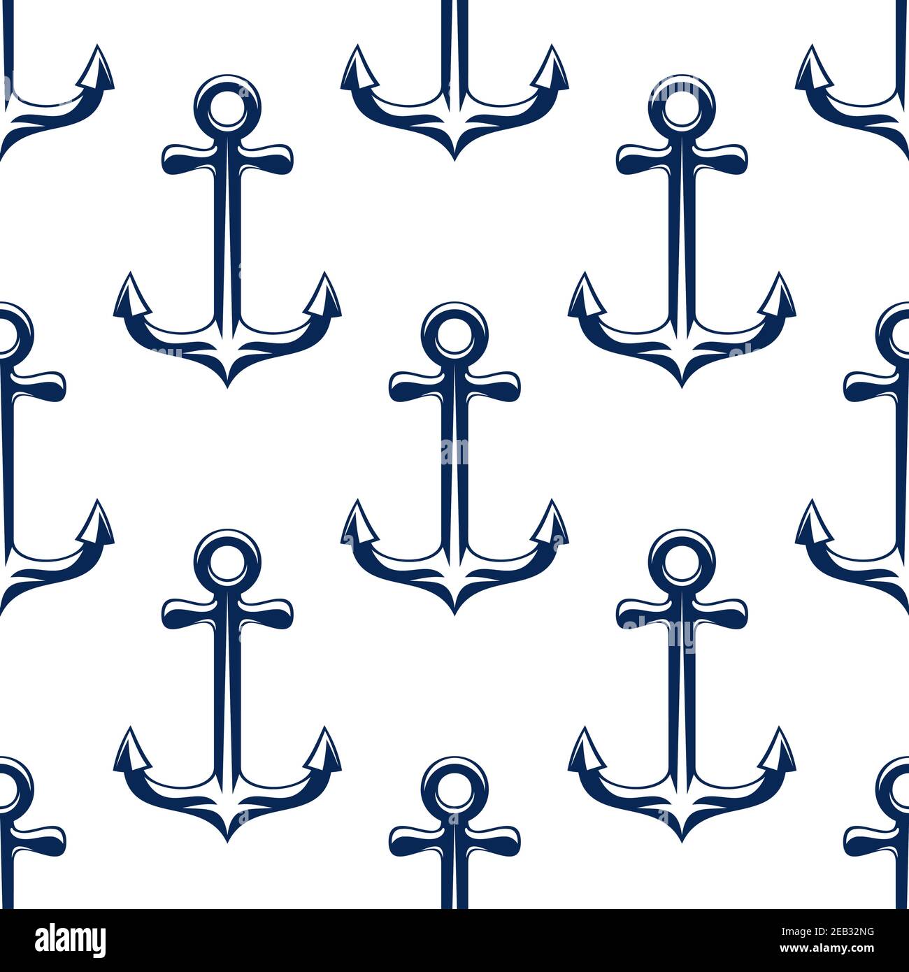 Seamless retro marine anchors pattern with blue ship anchorage elements ...
