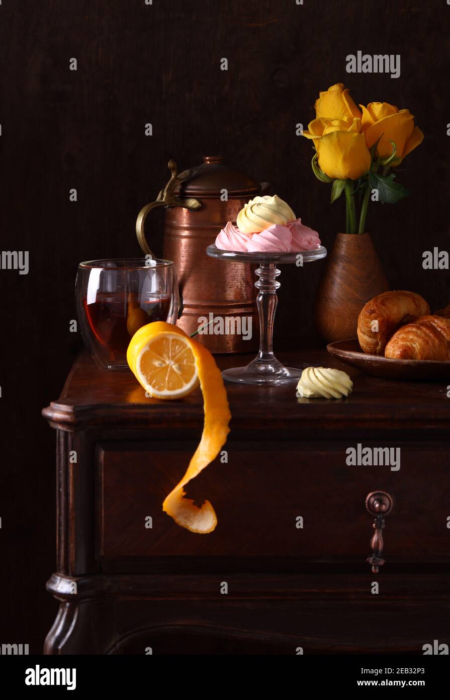 still life with coffee and desserts Stock Photo - Alamy