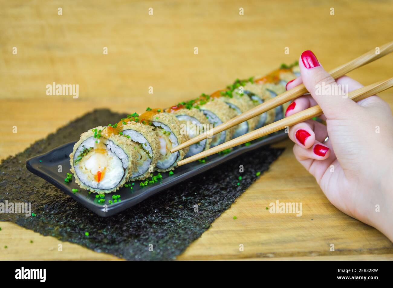 Perfect sushi, traditional Japanese cuisine. Delicious hot sushi Stock ...