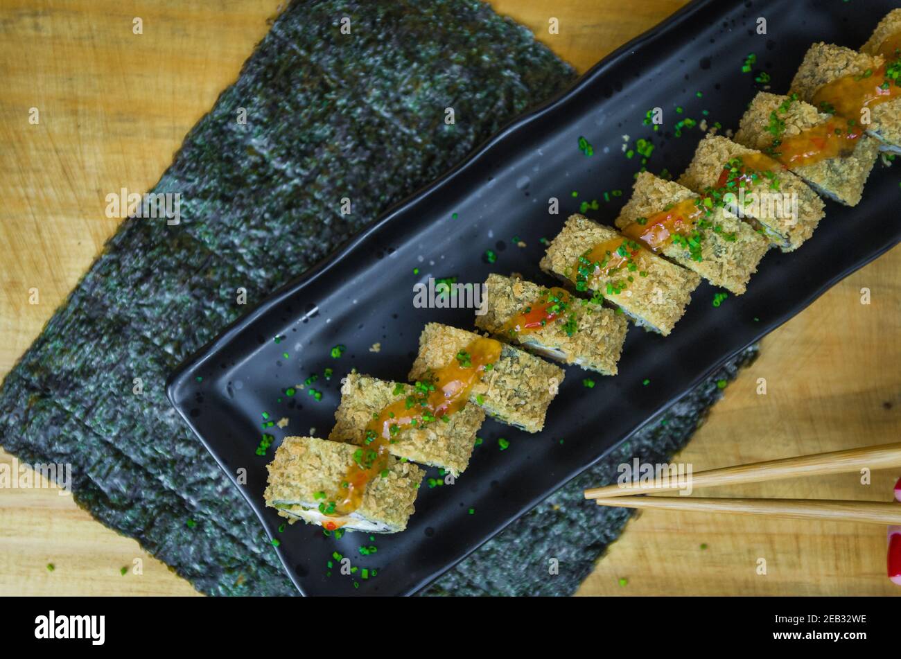 Perfect sushi, traditional Japanese cuisine. Delicious hot sushi Stock ...