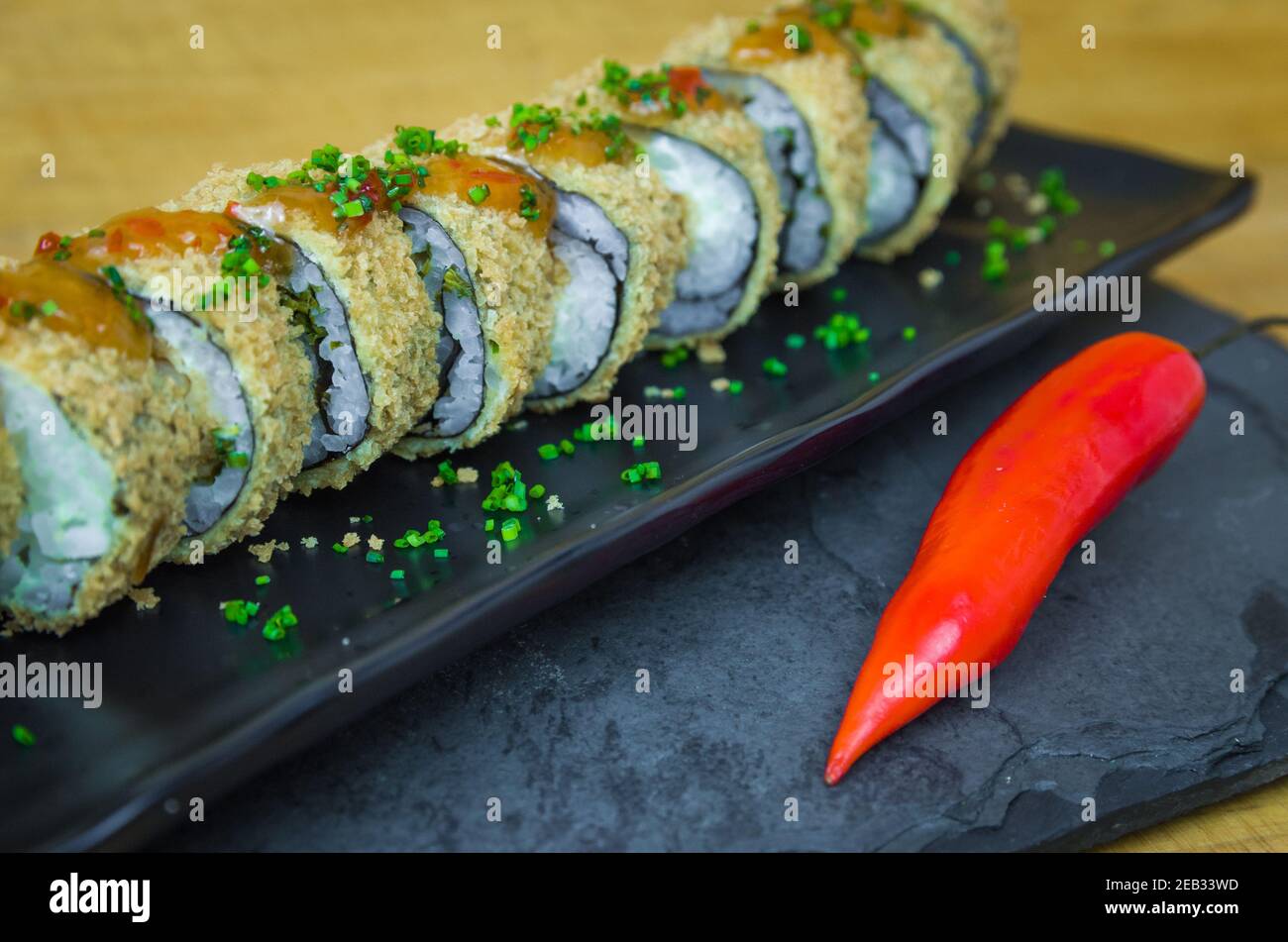 Perfect sushi, traditional Japanese cuisine. Delicious hot sushi Stock ...