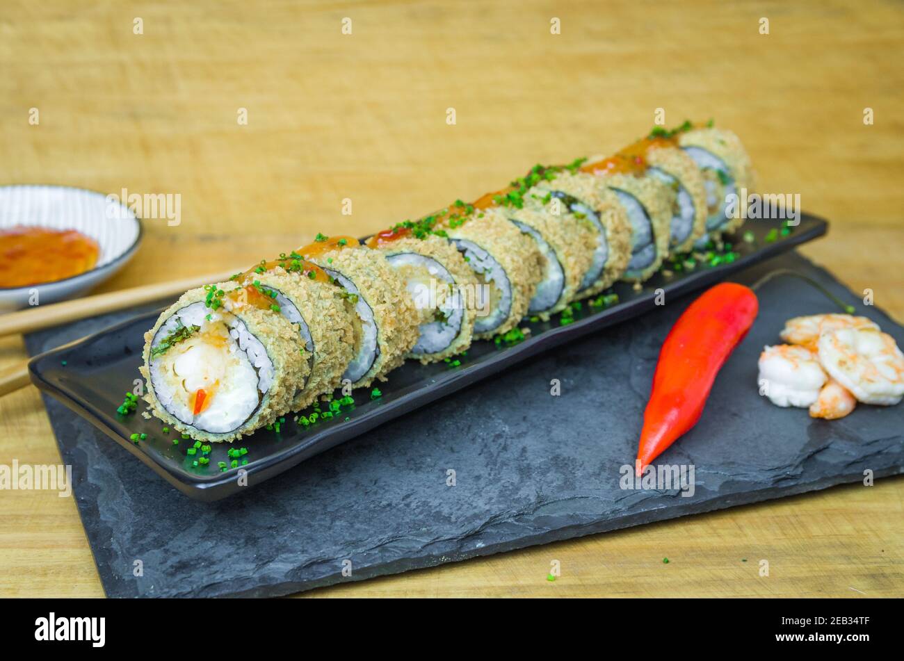 Perfect sushi, traditional Japanese cuisine. Delicious hot sushi Stock ...