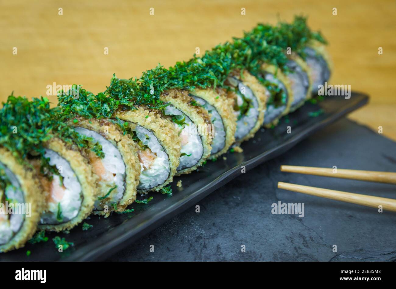 Perfect sushi, traditional Japanese cuisine. Delicious hot sushi Stock ...